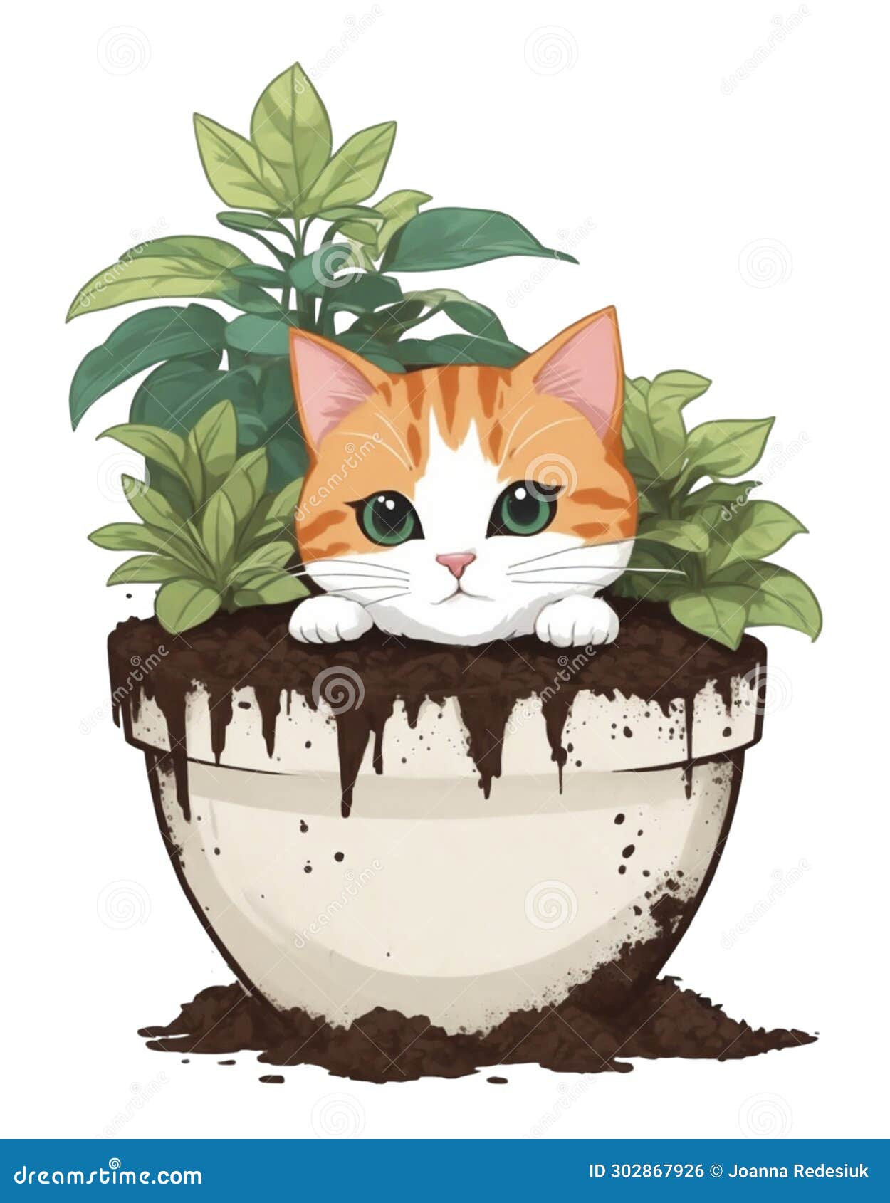 Cute Cat in a Pot among Green Plants Stock Photo - Image of kitty ...