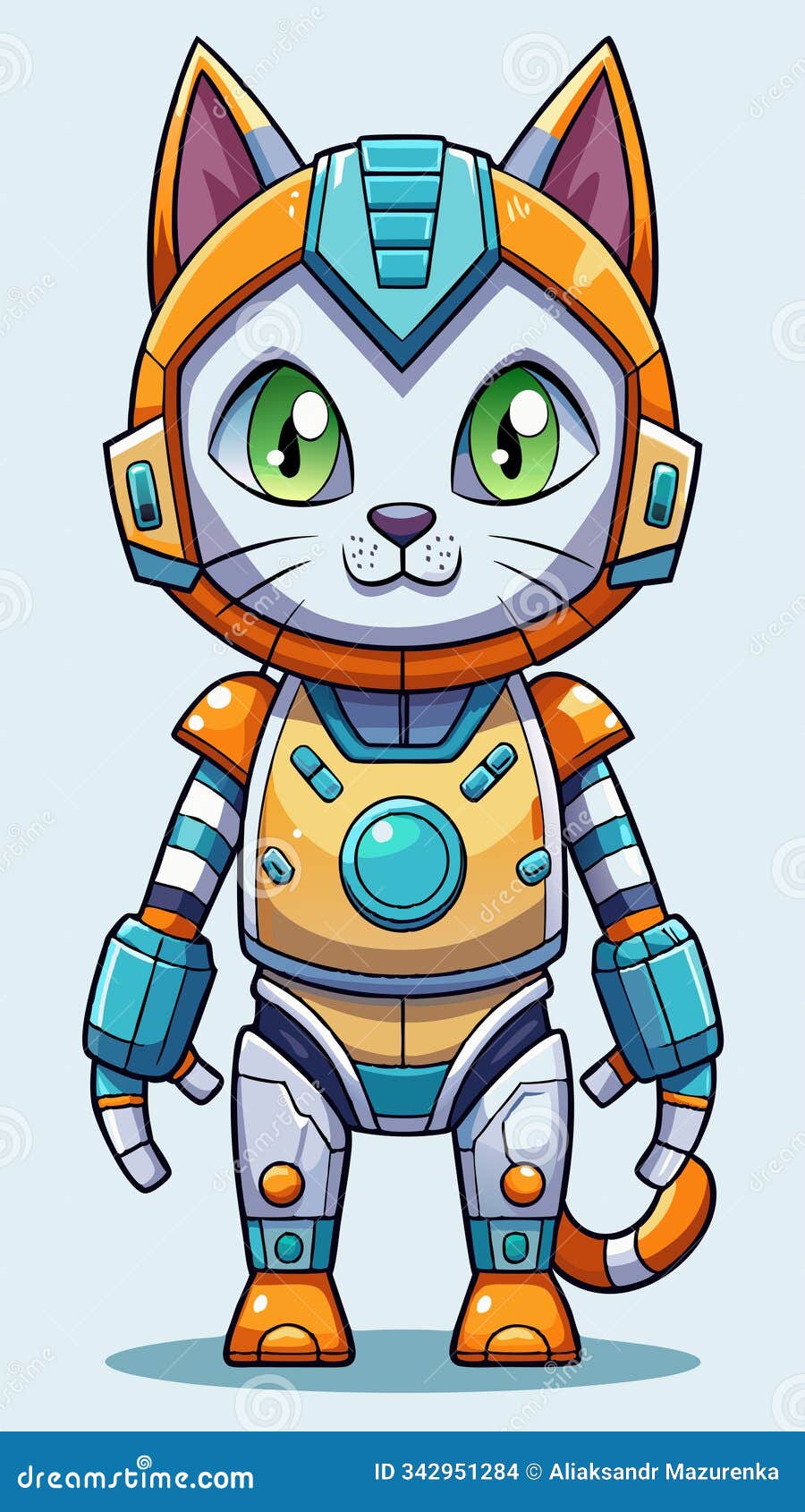 Cute Cat Robot Standing stock illustration. Illustration of standing ...
