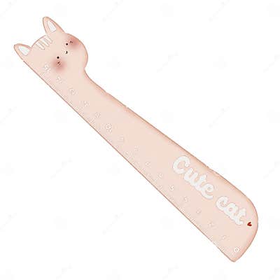 Cute Cat Ruler with Pastel Pink Colour Stock Photo - Illustration of ...