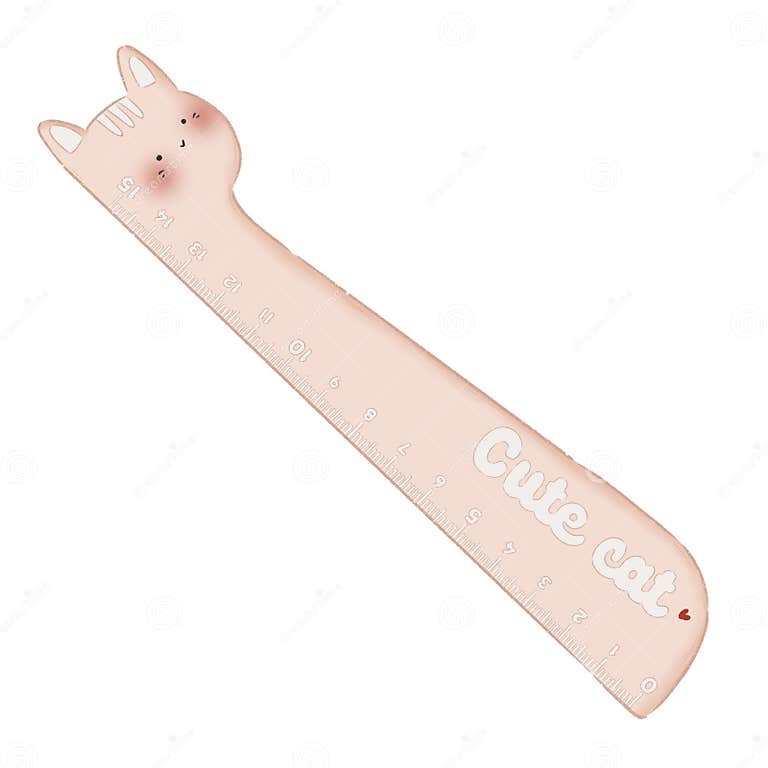 Cute Cat Ruler with Pastel Pink Colour Stock Photo - Illustration of ...