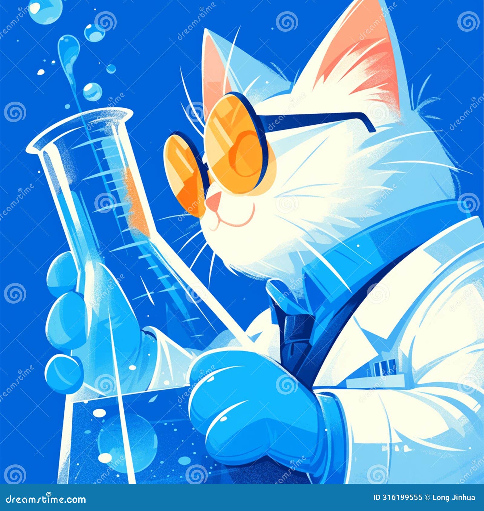 A Cute Cat Scientist Cartoon Style Stock Vector - Illustration of ...