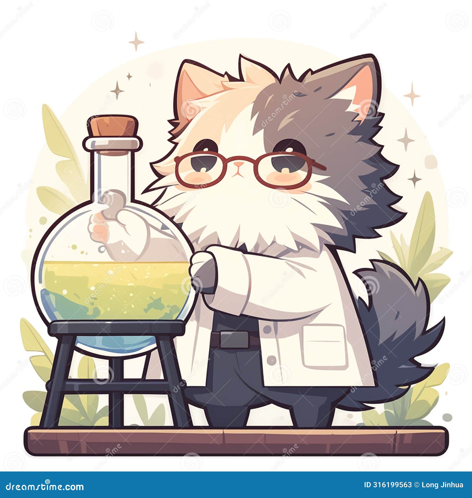 A Cute Cat Scientist Cartoon Style Stock Vector - Illustration of ...