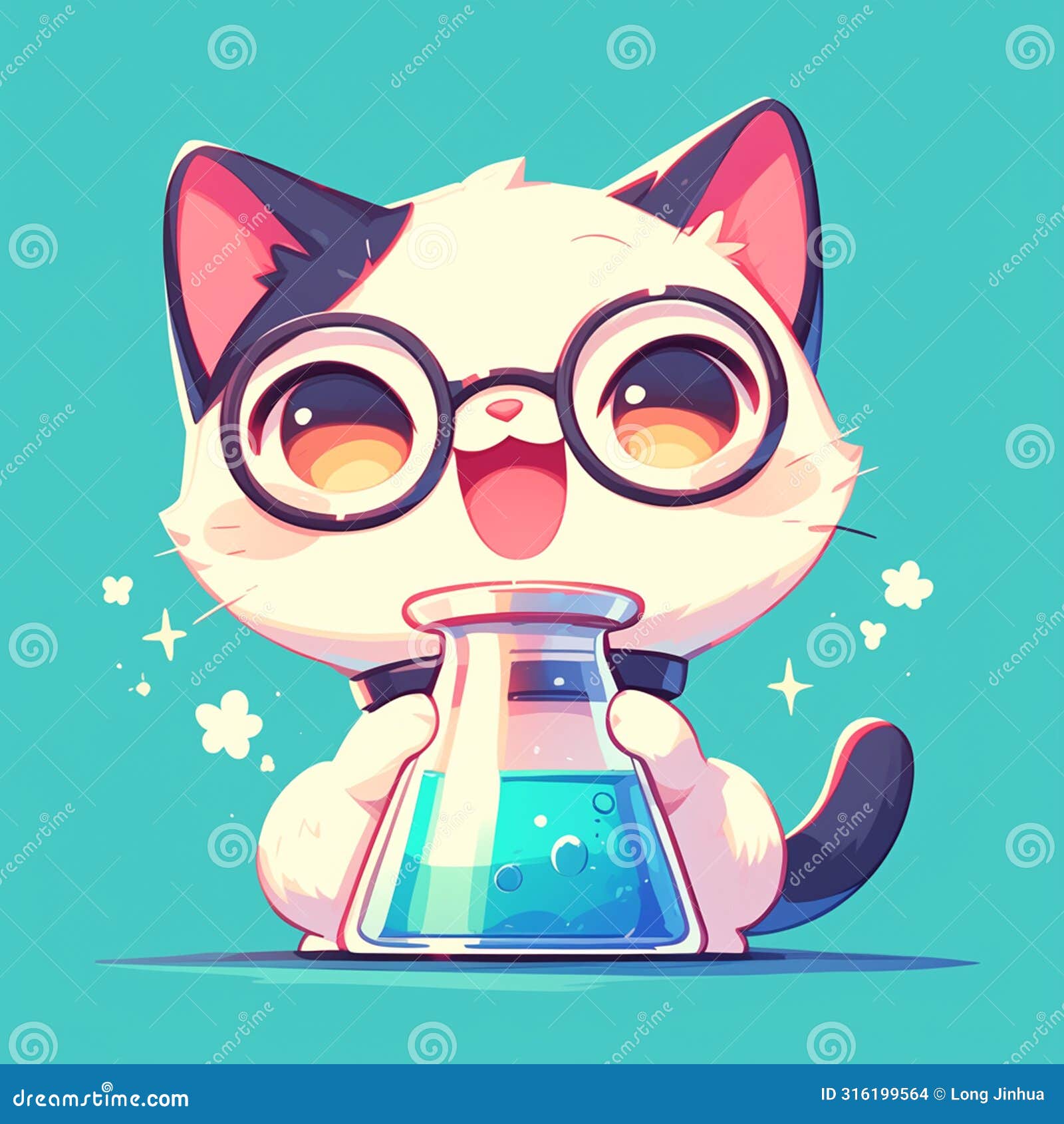A Cute Cat Scientist Cartoon Style Stock Vector - Illustration of ...
