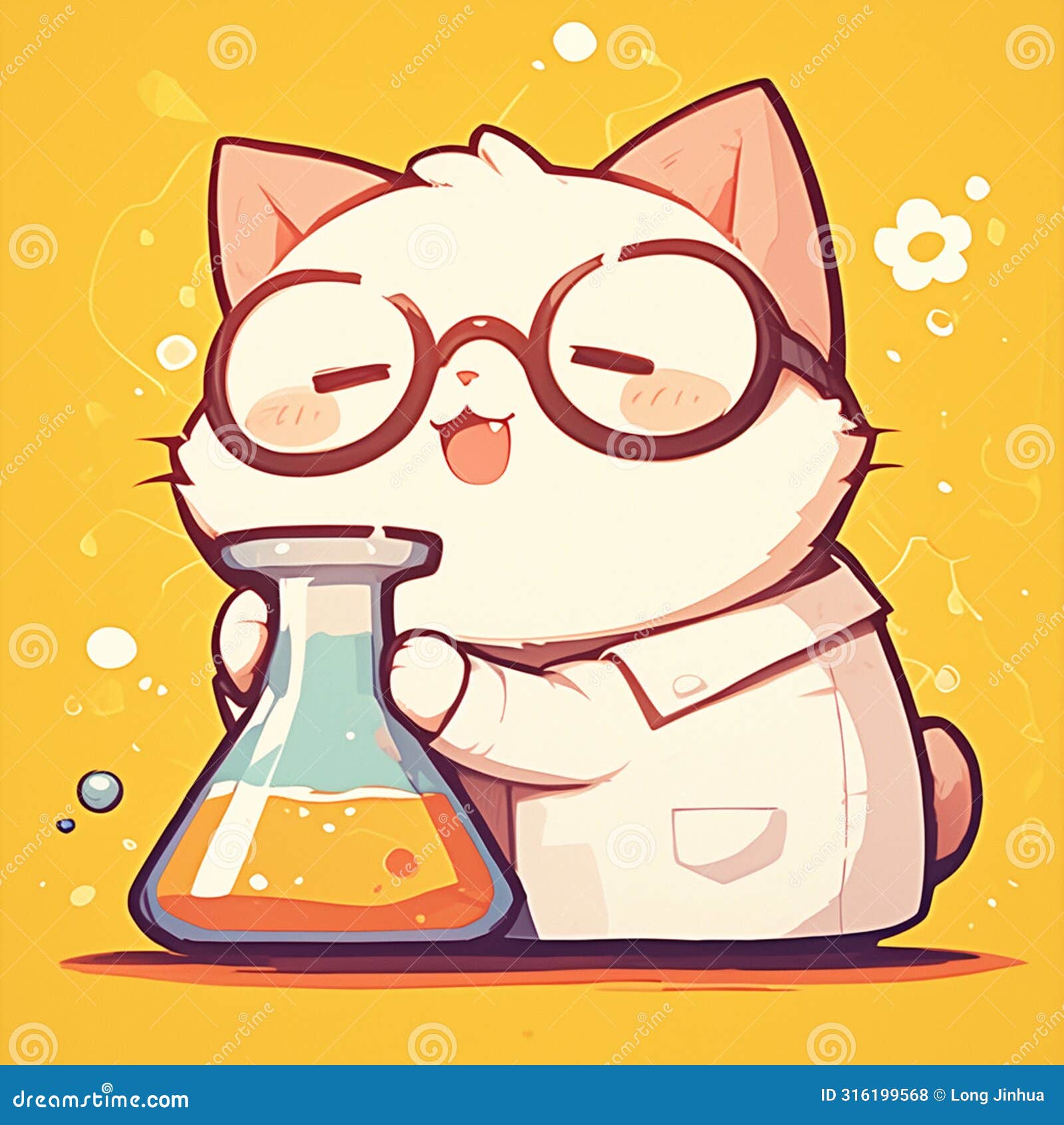 A Cute Cat Scientist Cartoon Style Stock Vector - Illustration of ...
