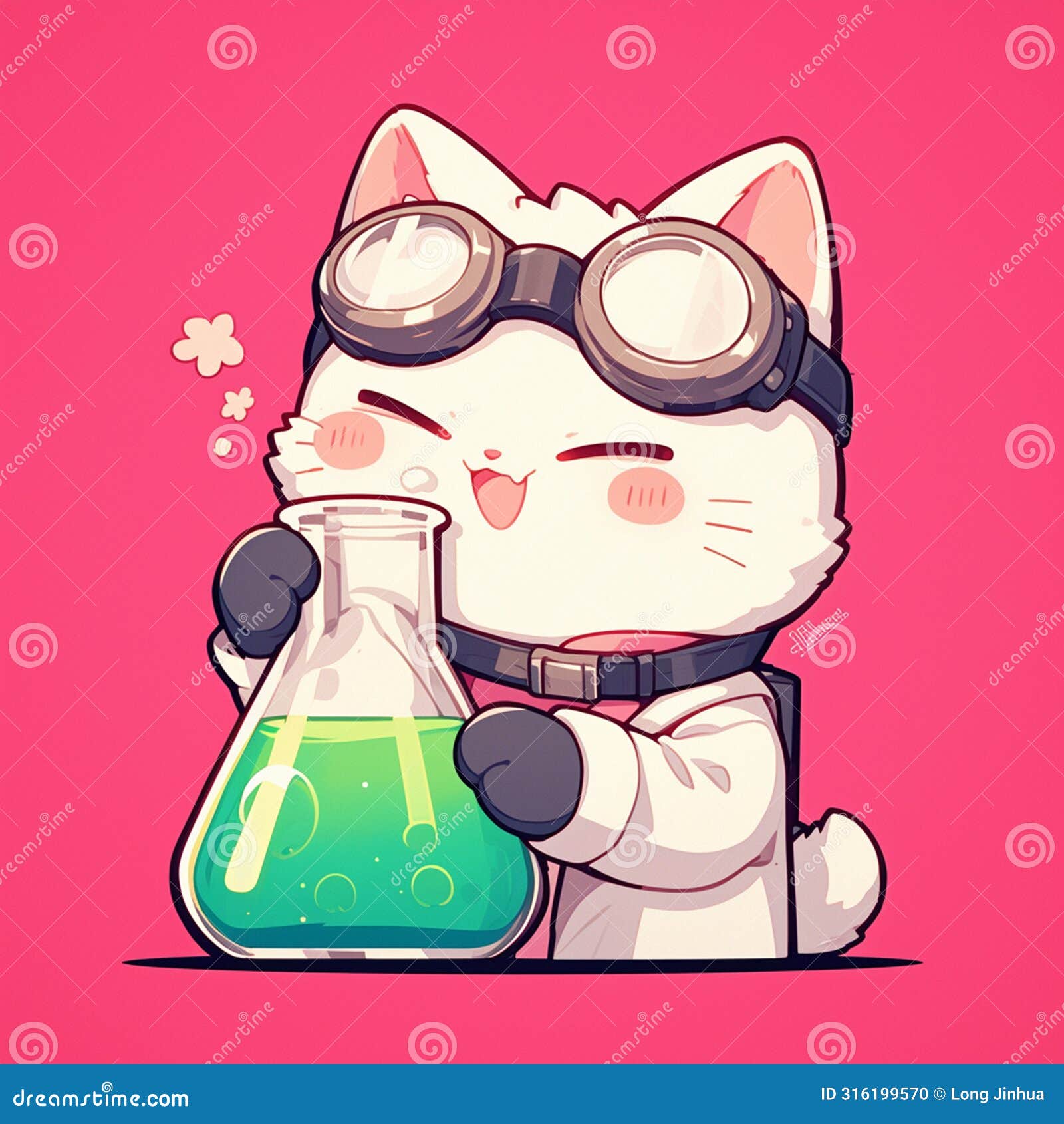 A Cute Cat Scientist Cartoon Style Stock Vector - Illustration of style ...