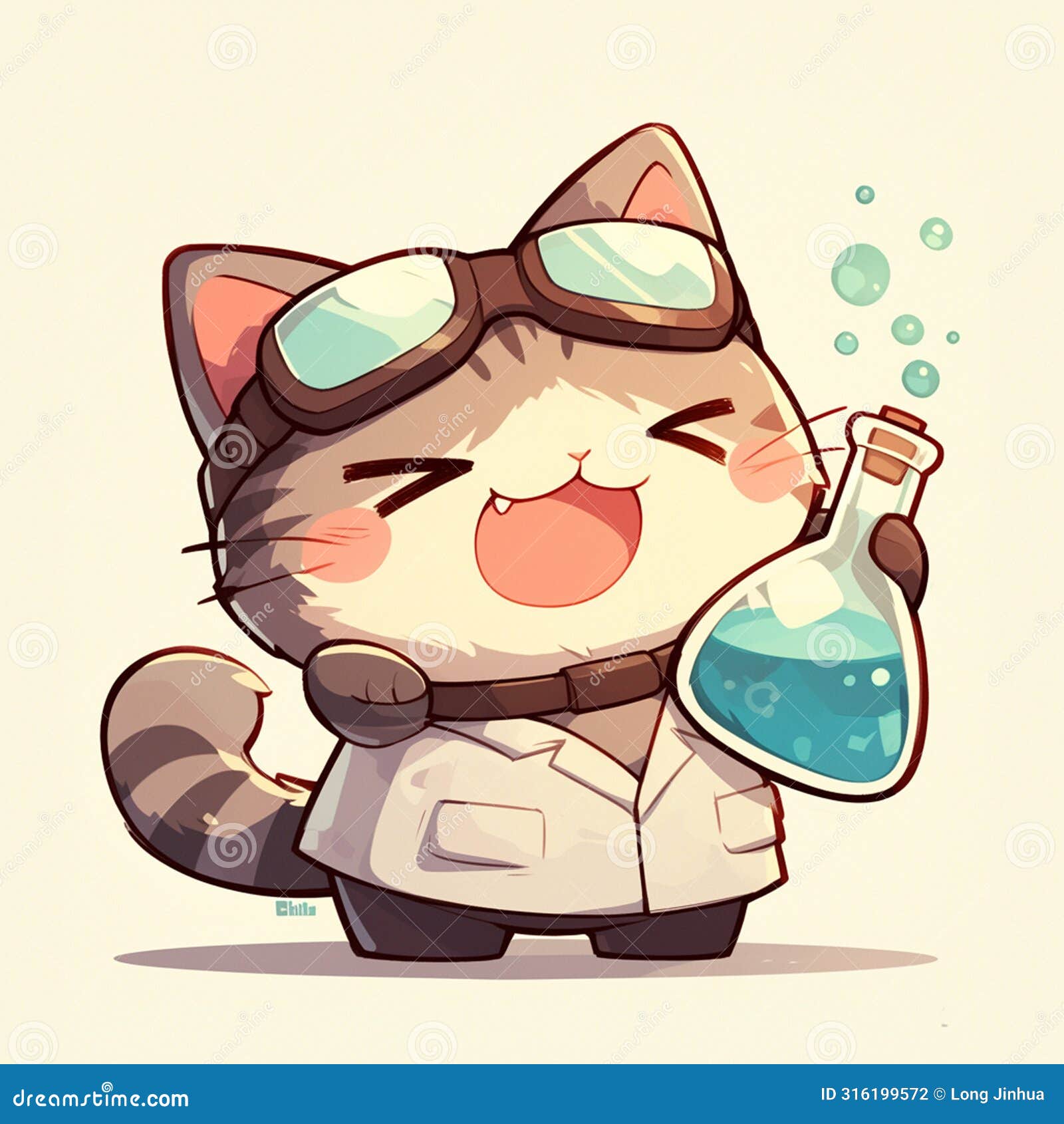 A Cute Cat Scientist Cartoon Style Stock Vector - Illustration of ...