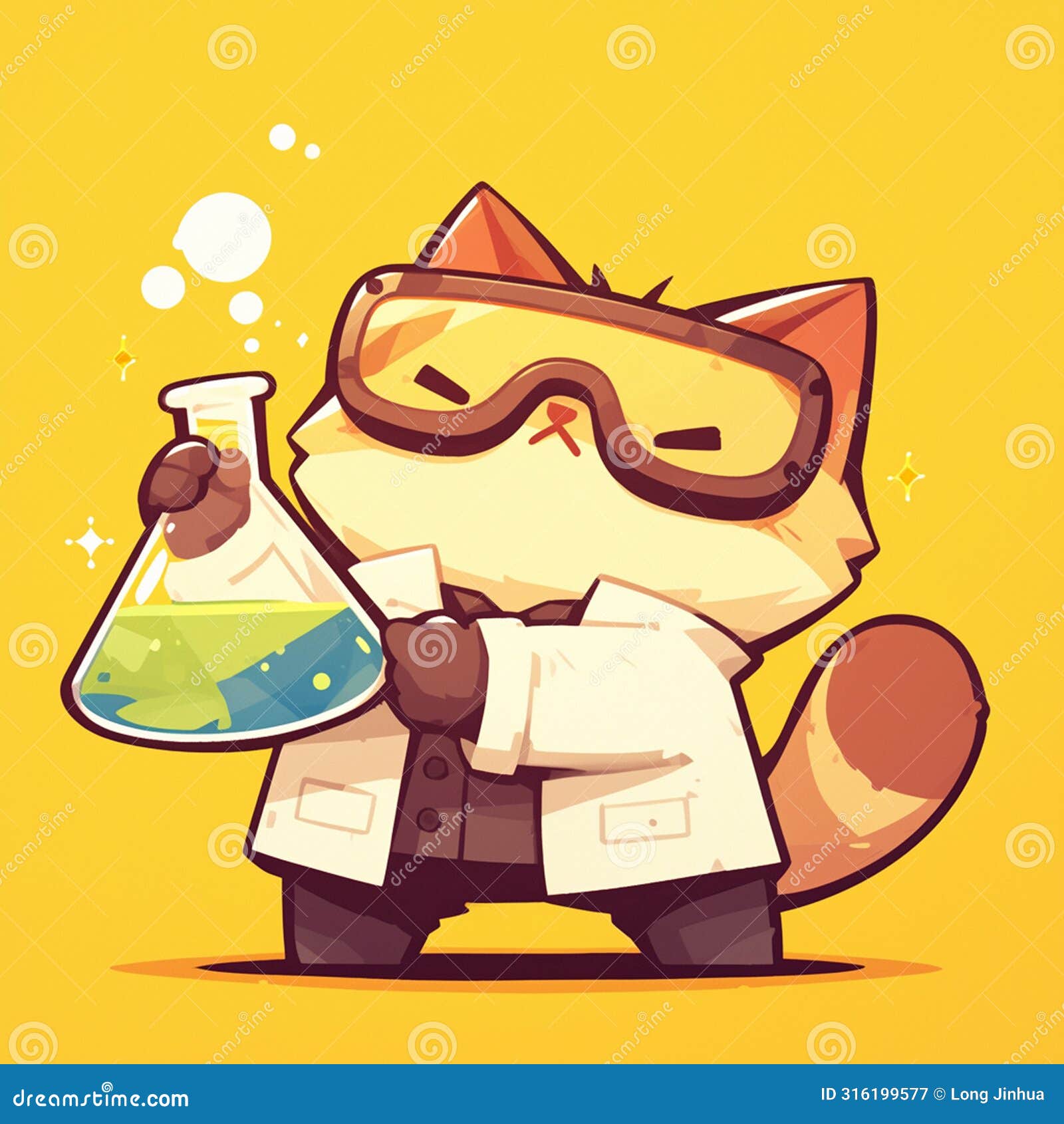 A Cute Cat Scientist Cartoon Style Stock Vector - Illustration of ...