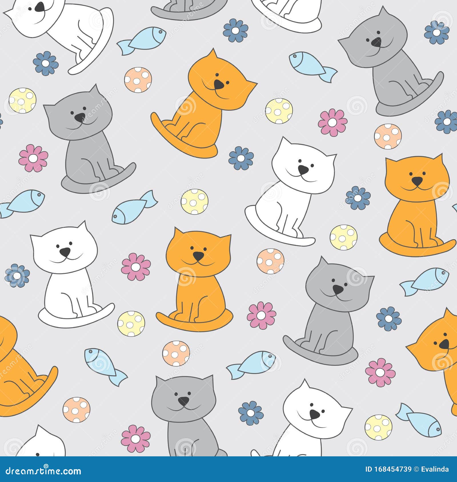 Cute cat seamless pattern. stock illustration. Illustration of decor ...