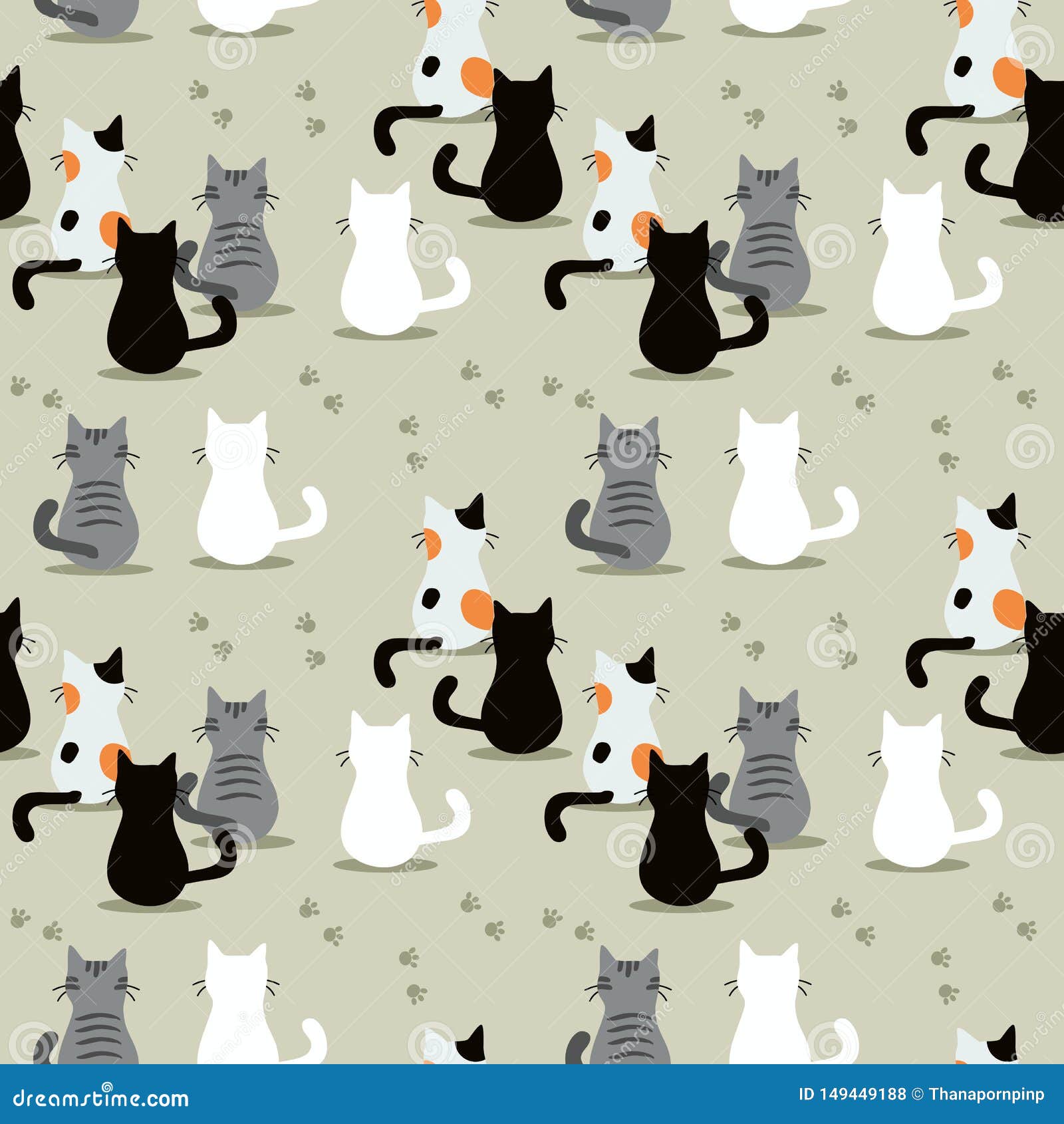Cute cat seamless pattern stock vector. Illustration of abstract ...