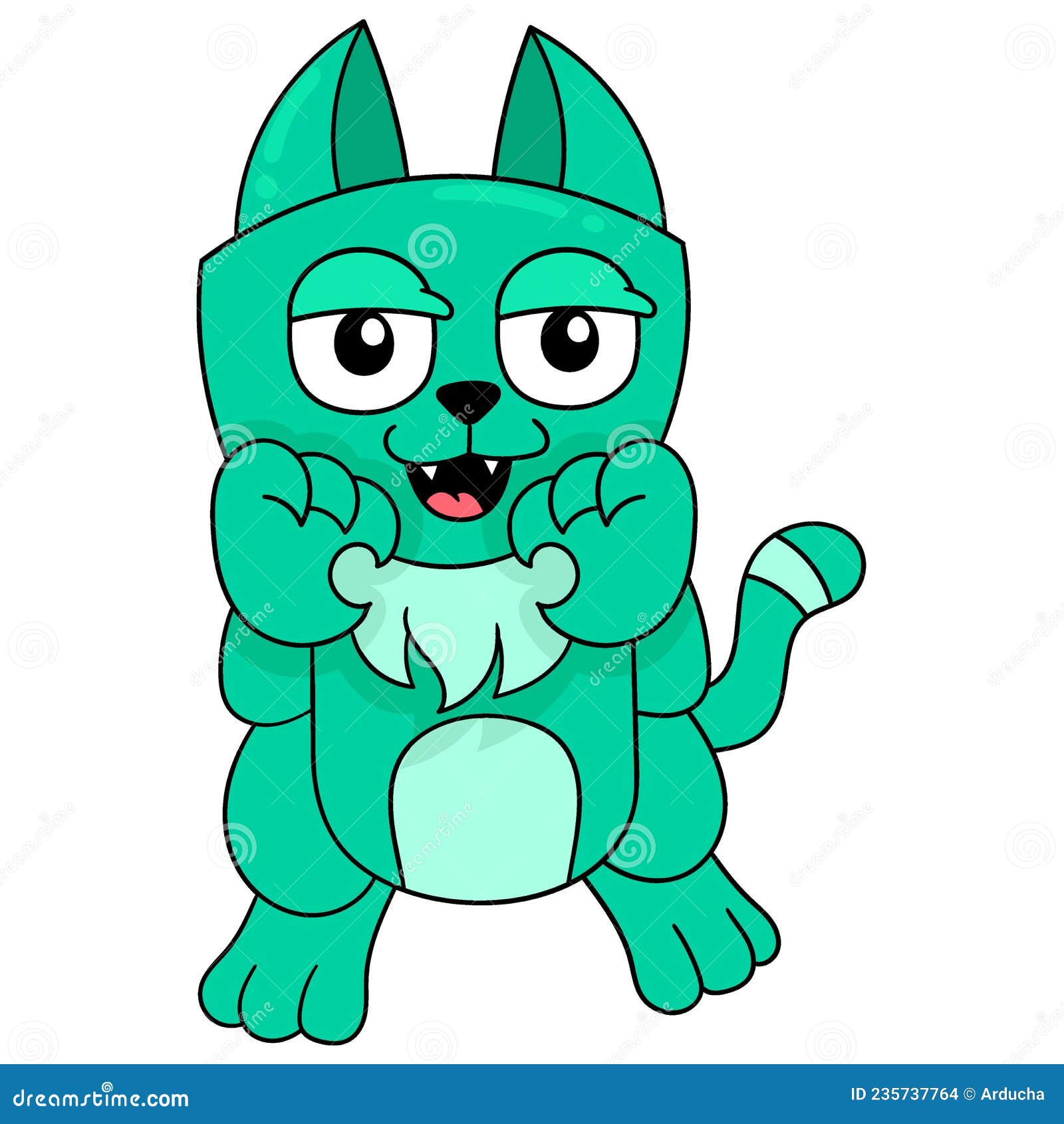 Cute Cat with Sharp Nails, Doodle Icon Image Kawaii Stock Vector ...