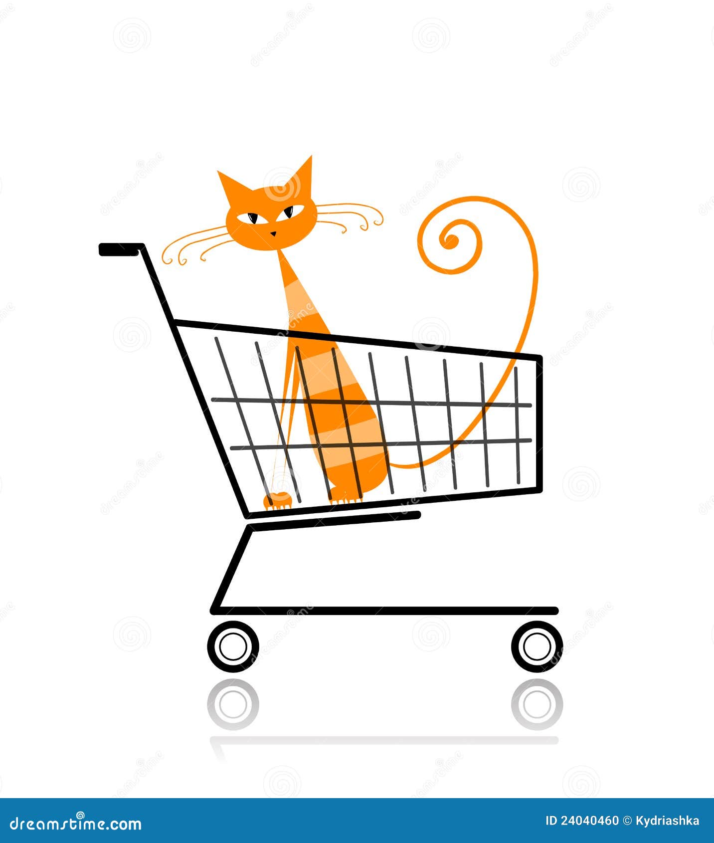 Cute Cat in Shopping Cart for Your Design Stock Vector - Illustration ...