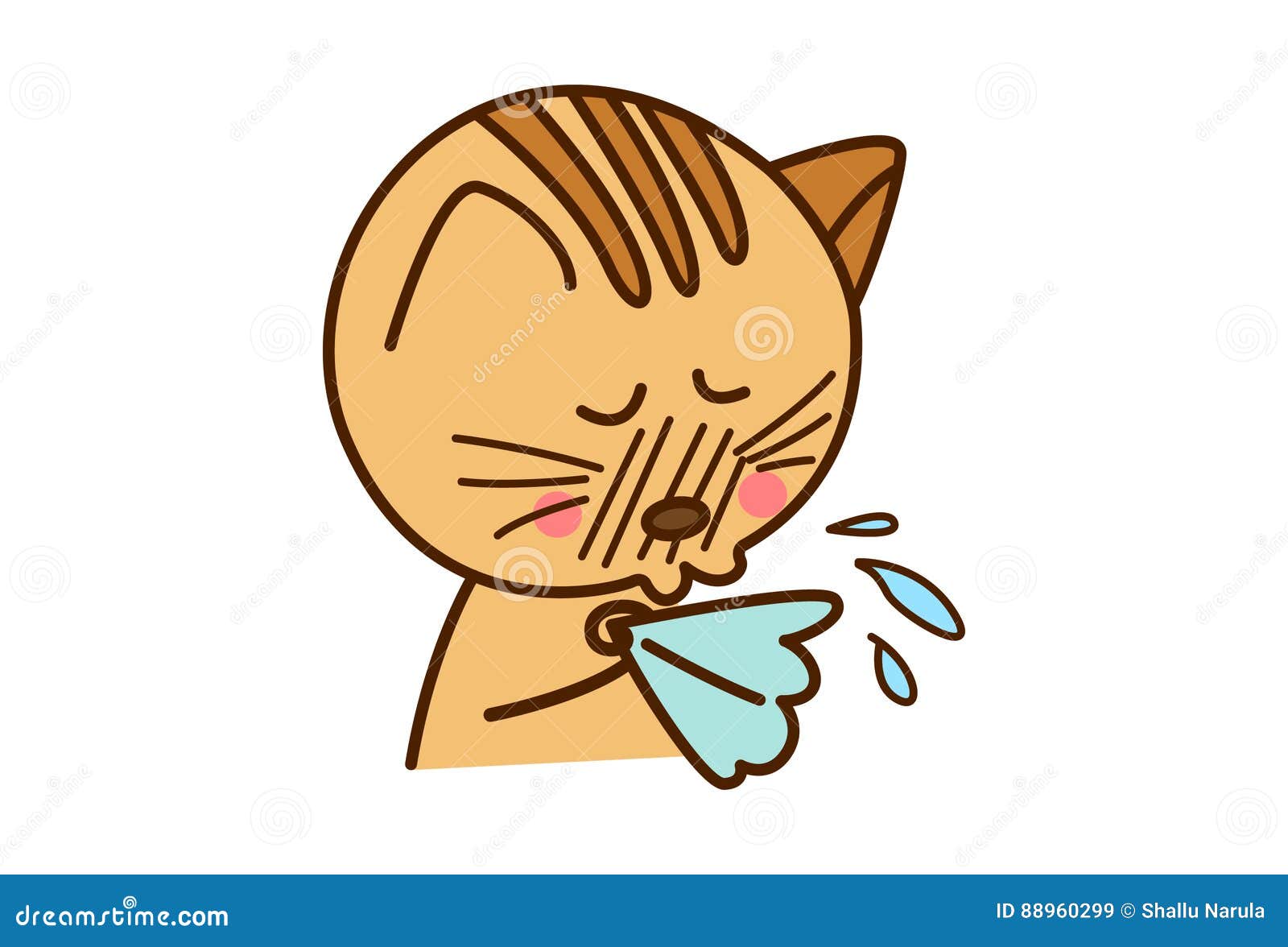 Cute Cat Sick. stock illustration. Illustration of drrawing - 88960299