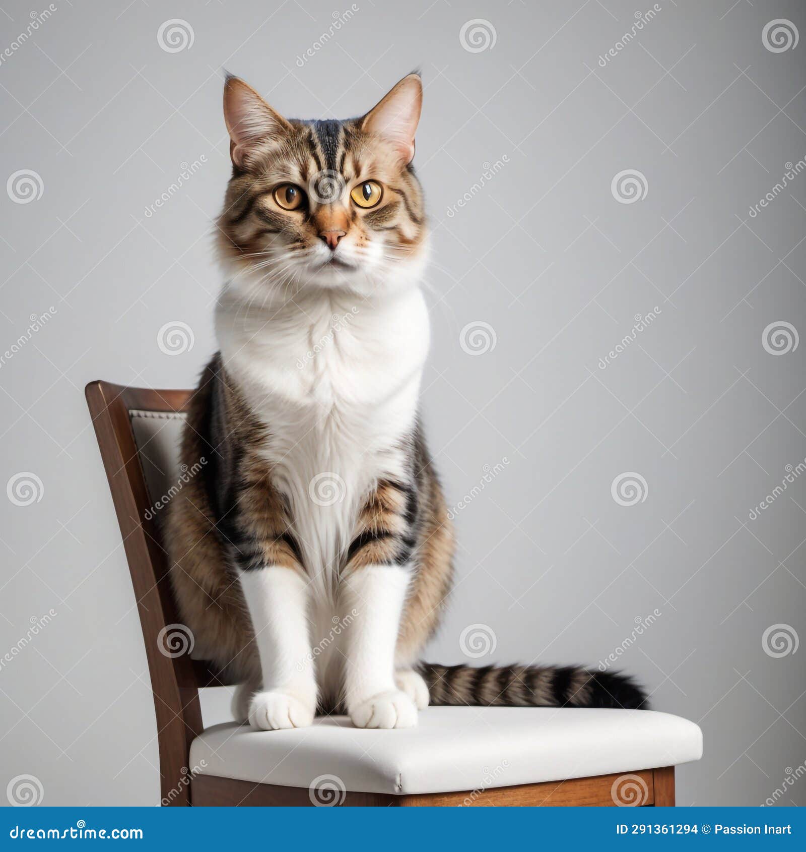 Cute cat sit on chair stock illustration. Illustration of chair - 291361294