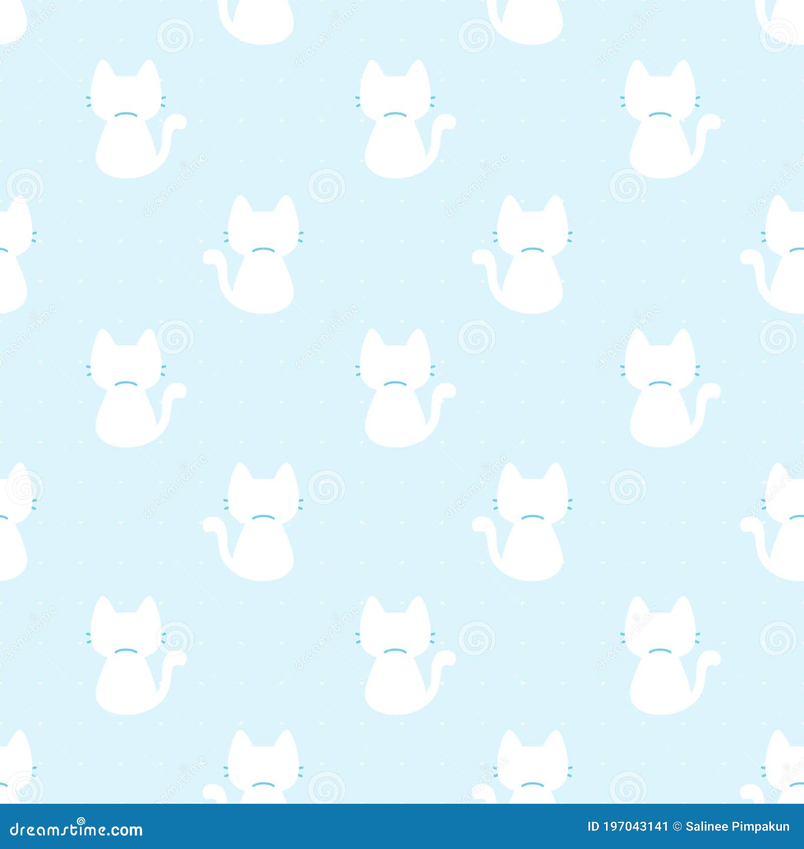 Cute Cat Sitting Back View Seamless Pattern Background Stock Vector ...