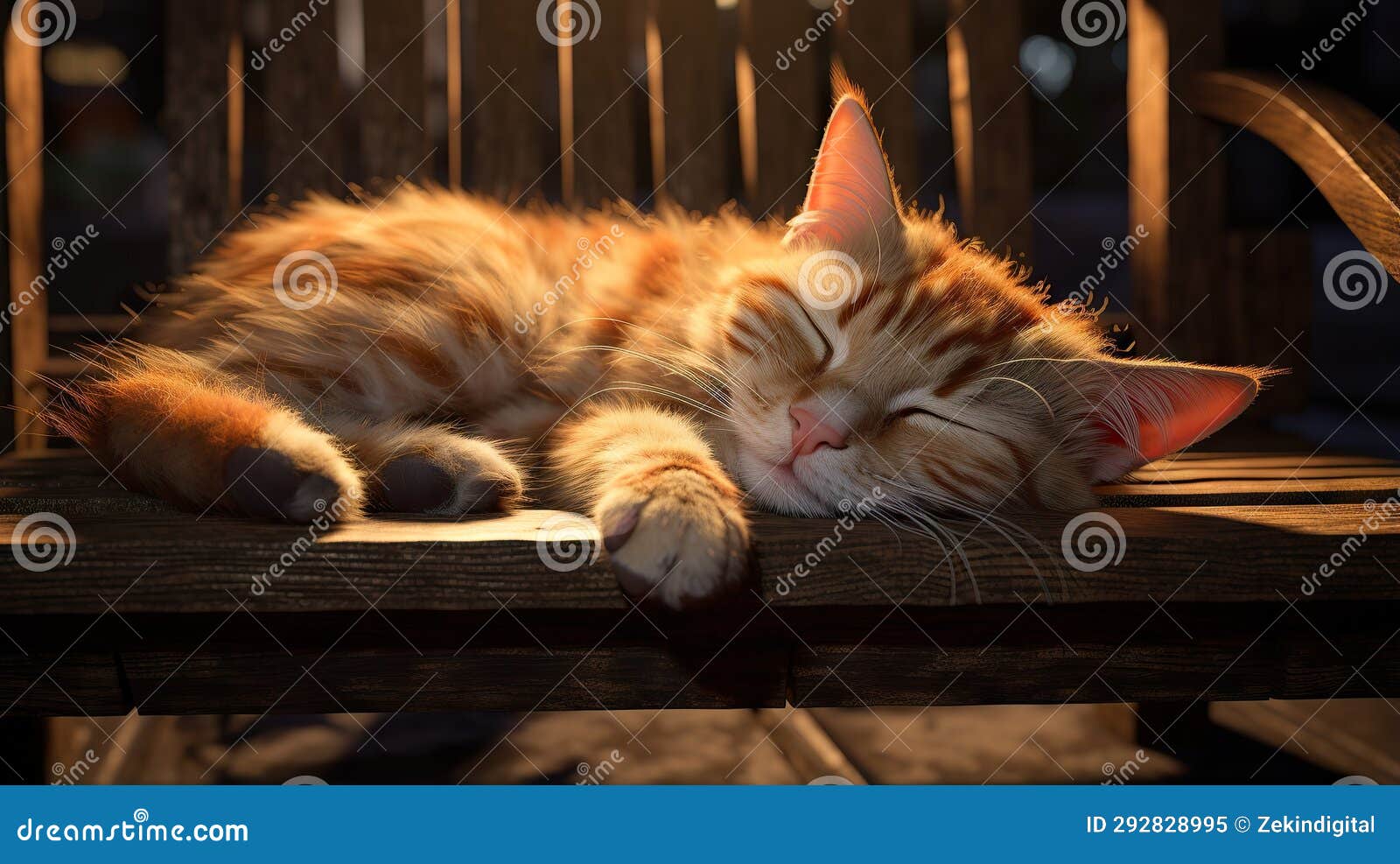 Cute Cat Sleeping on the Bench Stock Illustration - Illustration of ...