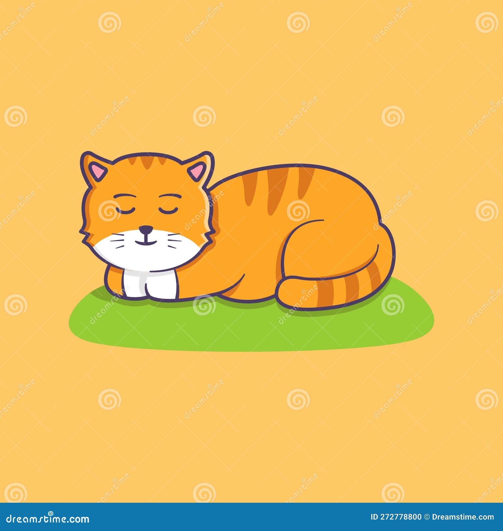 Cute Cat Sleeping Cartoon Illustration Stock Vector - Illustration of ...