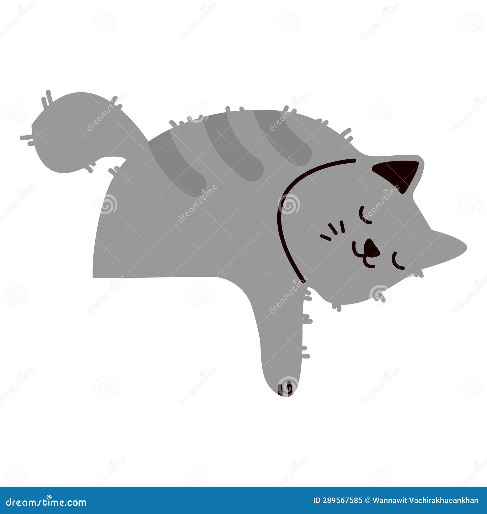 Cute Cat Sleeping Doodle Cartoon Stock Illustration - Illustration of ...