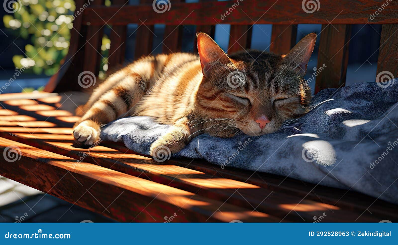 Cute Cat Sleeping on the Bench Stock Illustration - Illustration of ...