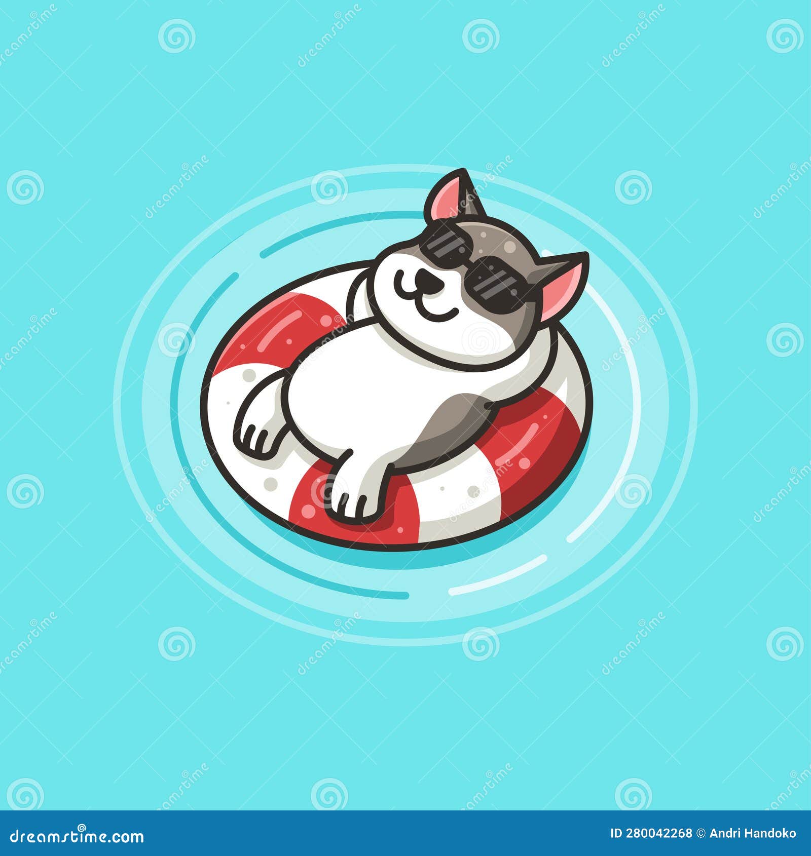 Cute Cat Sleeping on a Swimming Float Stock Vector - Illustration of ...