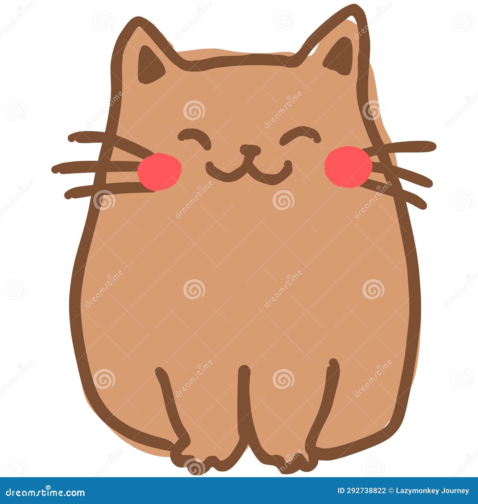 Cute Cat Smiling Hand Drawing Stock Illustration - Illustration of ...