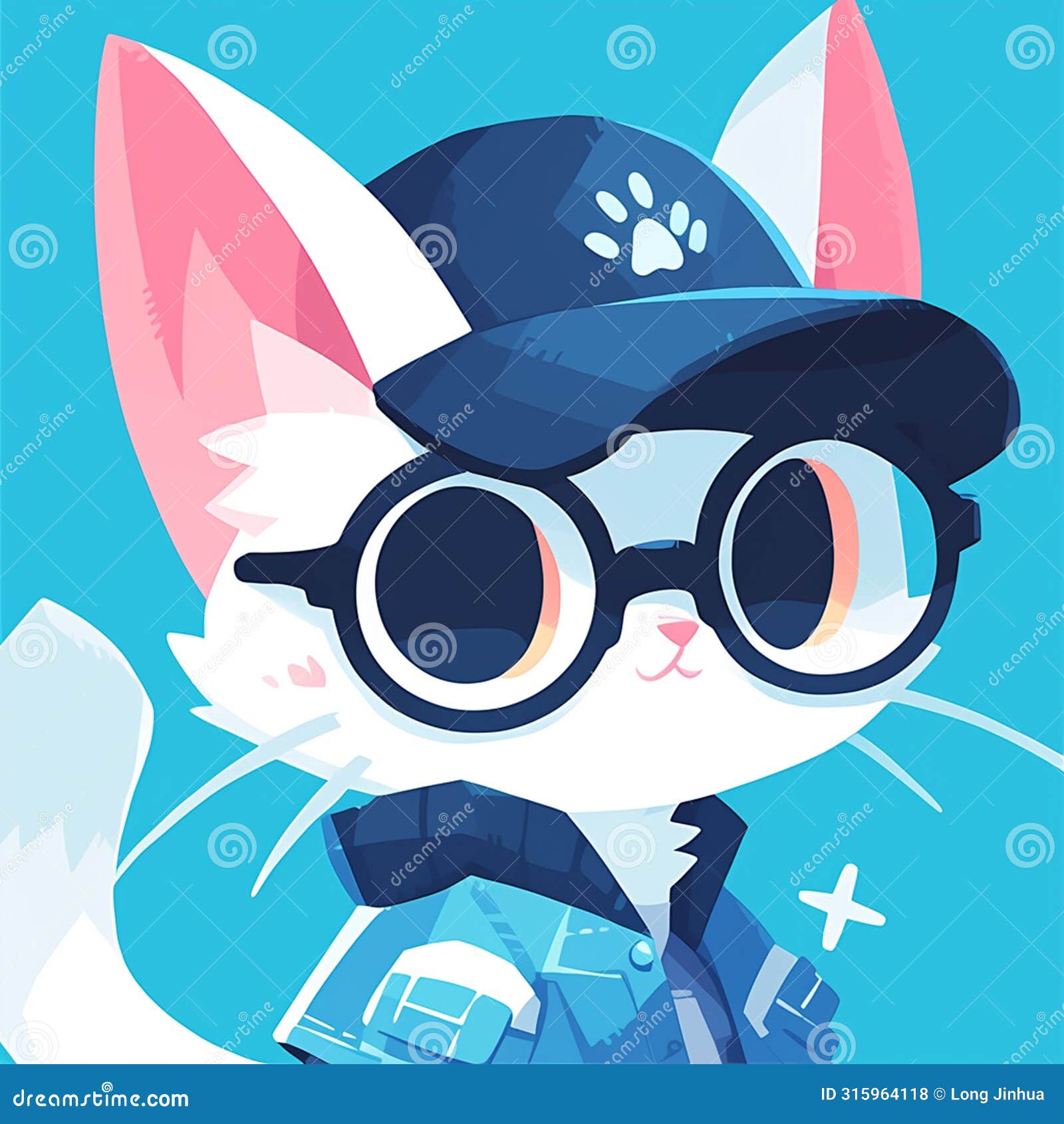 A Cute Cat Software Engineer Cartoon Style Stock Vector - Illustration ...