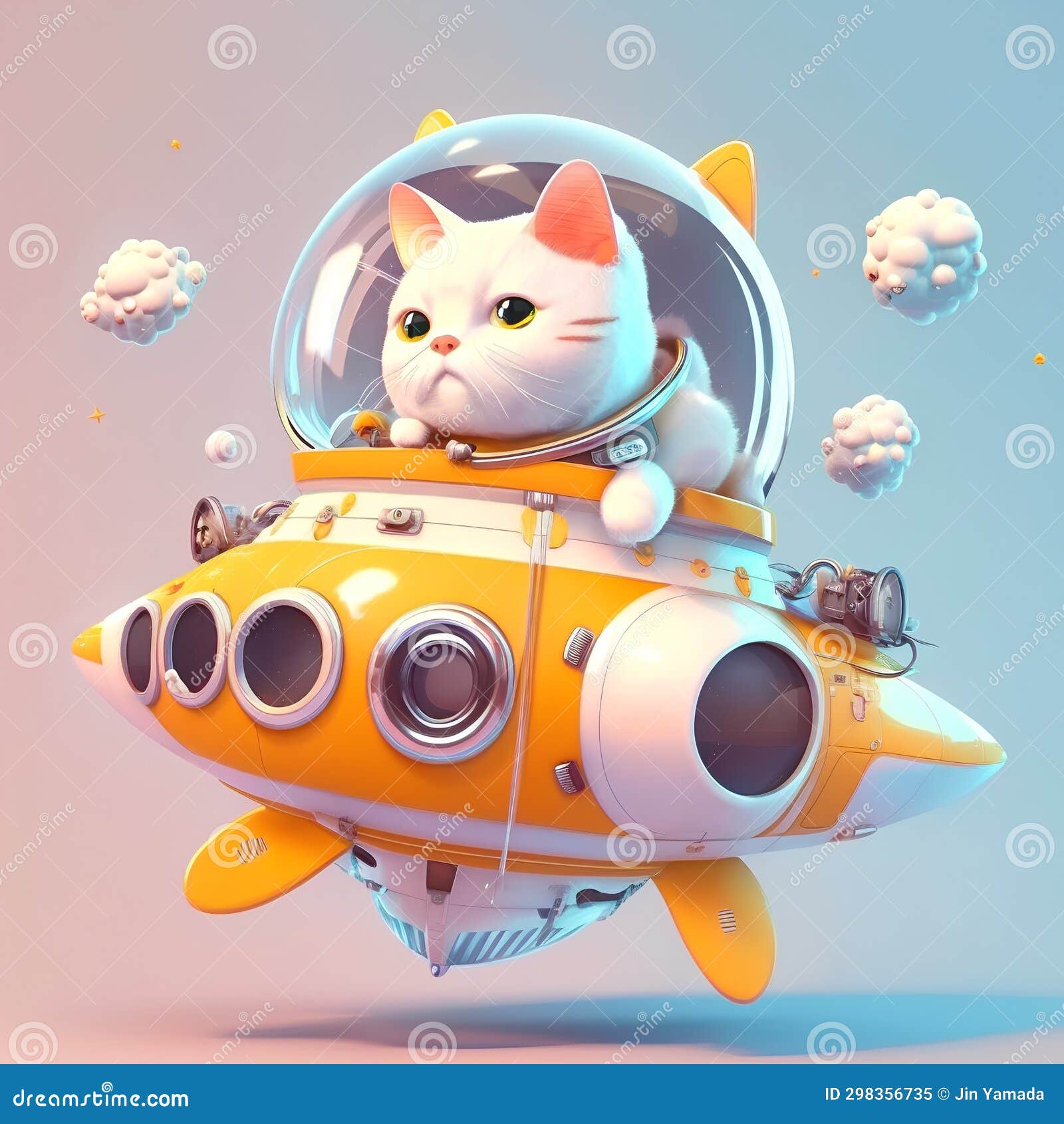 Cute Cat in Space Ship. Cartoon Character Stock Illustration ...