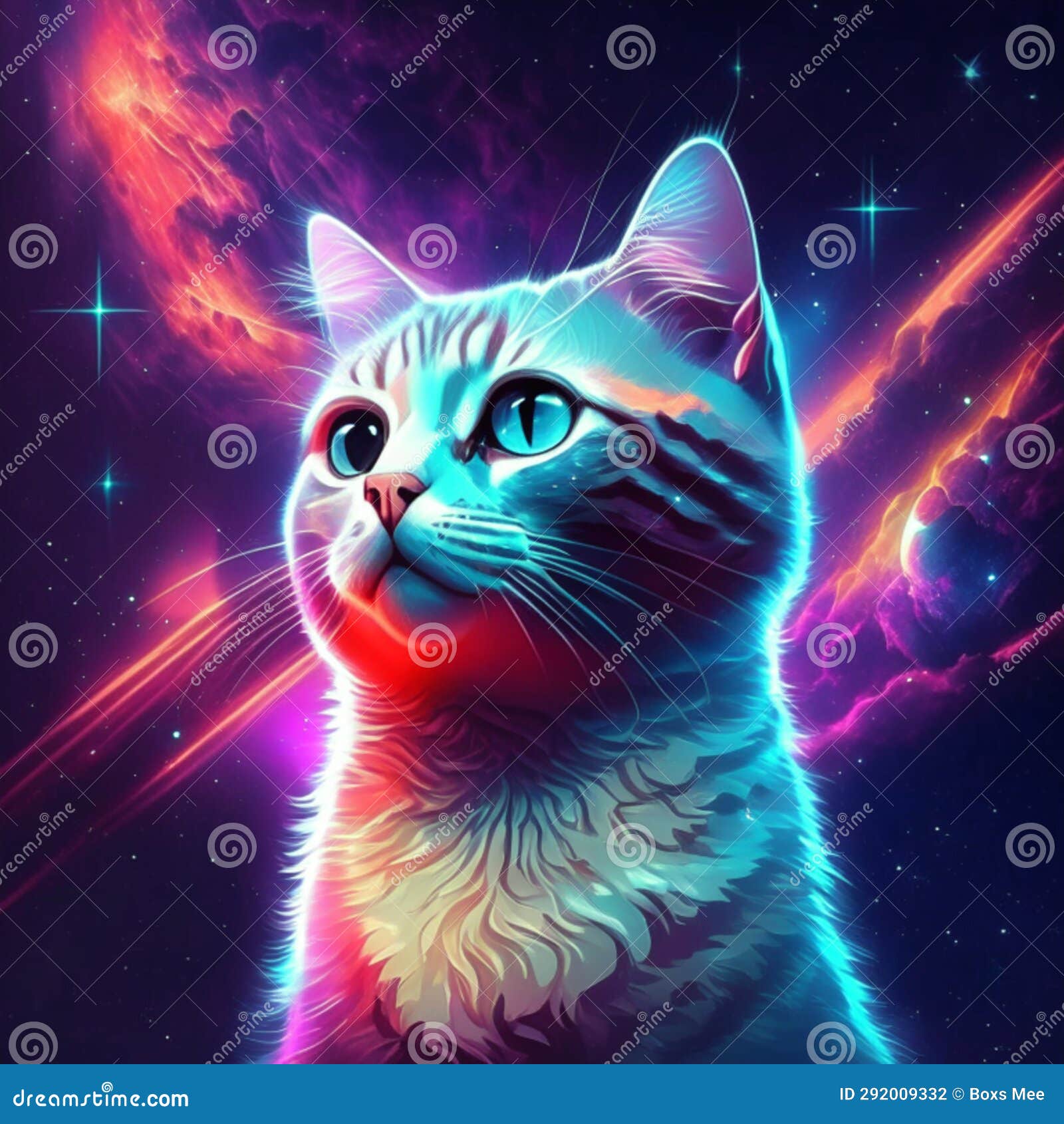 Cute Cat in Space. Vector Illustration of a Cat in the Universe Stock ...