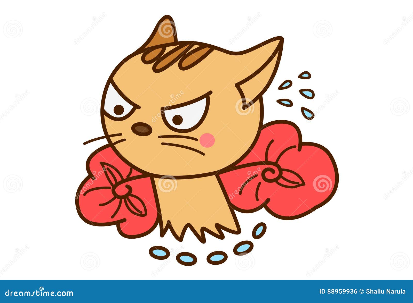 Cute Cat Sticker Running with Stuff. Stock Illustration - Illustration ...