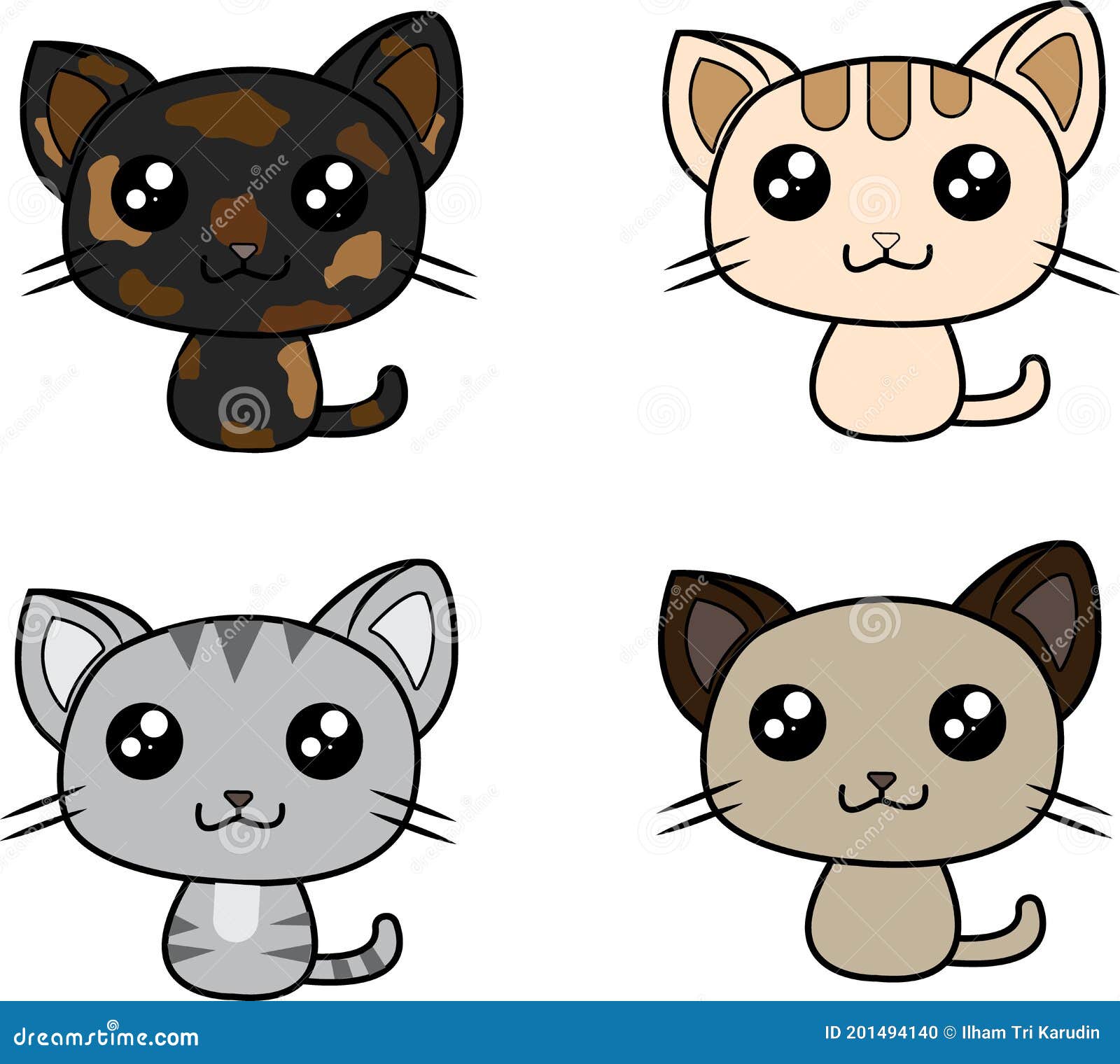 Cute Cat Stickers Share Colors Stock Illustration - Illustration of ...