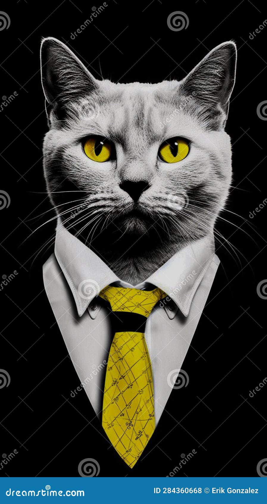 Cute cat in a suit stock illustration. Illustration of pose - 284360668