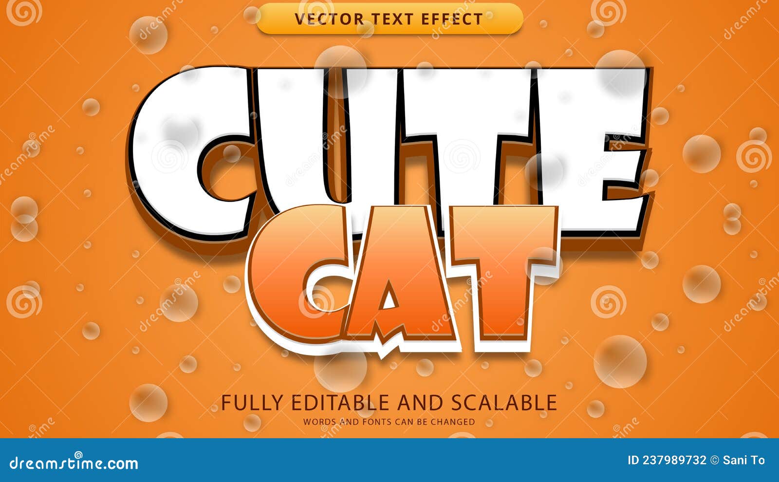 Cute Cat Text Effect Editable Eps File Stock Vector - Illustration of ...
