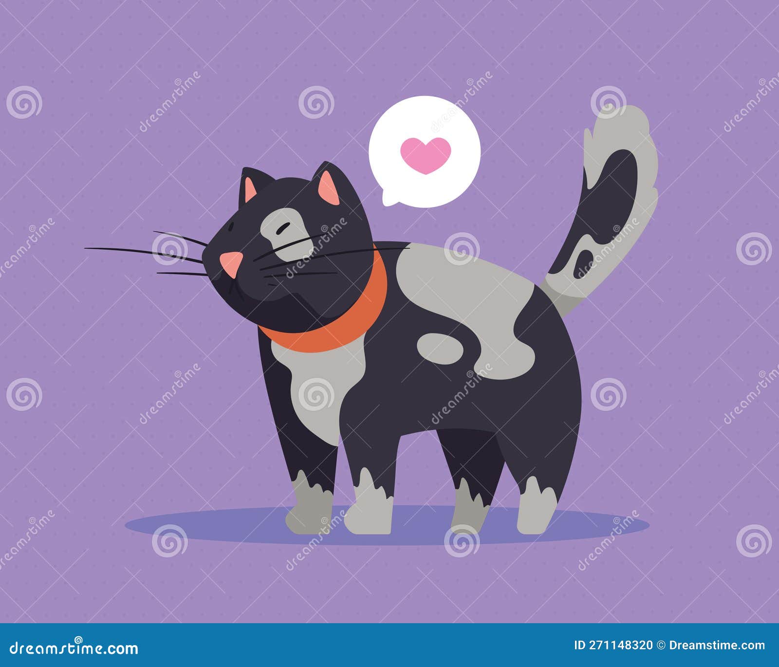 Cute cat thinking in love stock vector. Illustration of design - 271148320