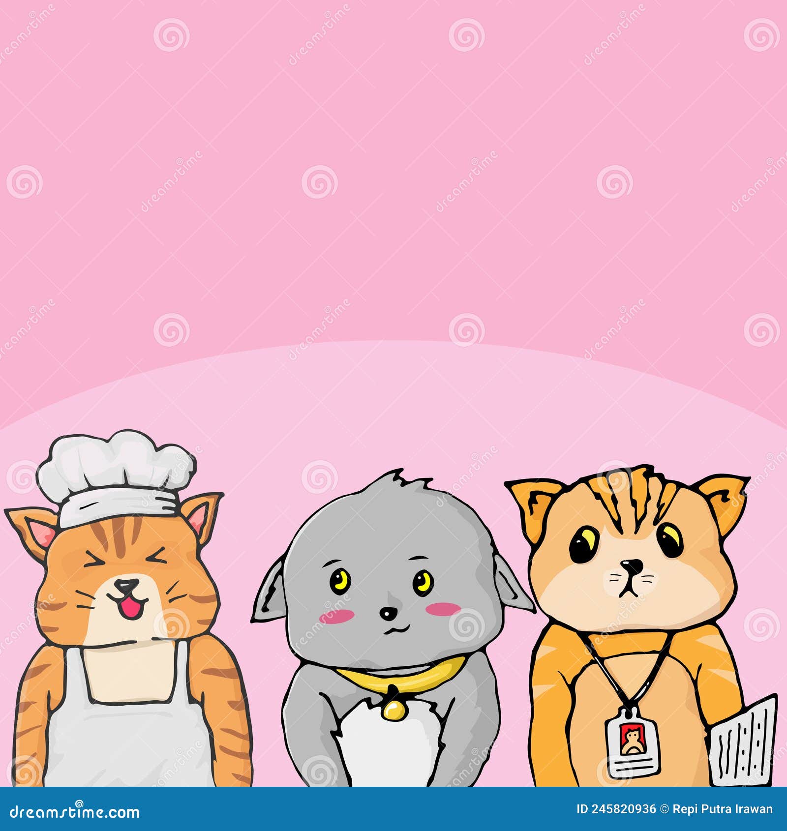 Cute Cat with Various Professions Stock Vector - Illustration of ...