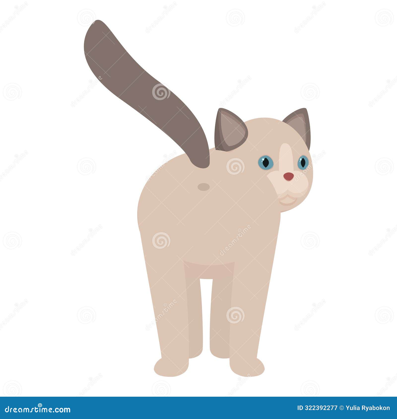 Cute Cat Wagging Its Tail Looking Back Over Shoulder Stock Vector ...