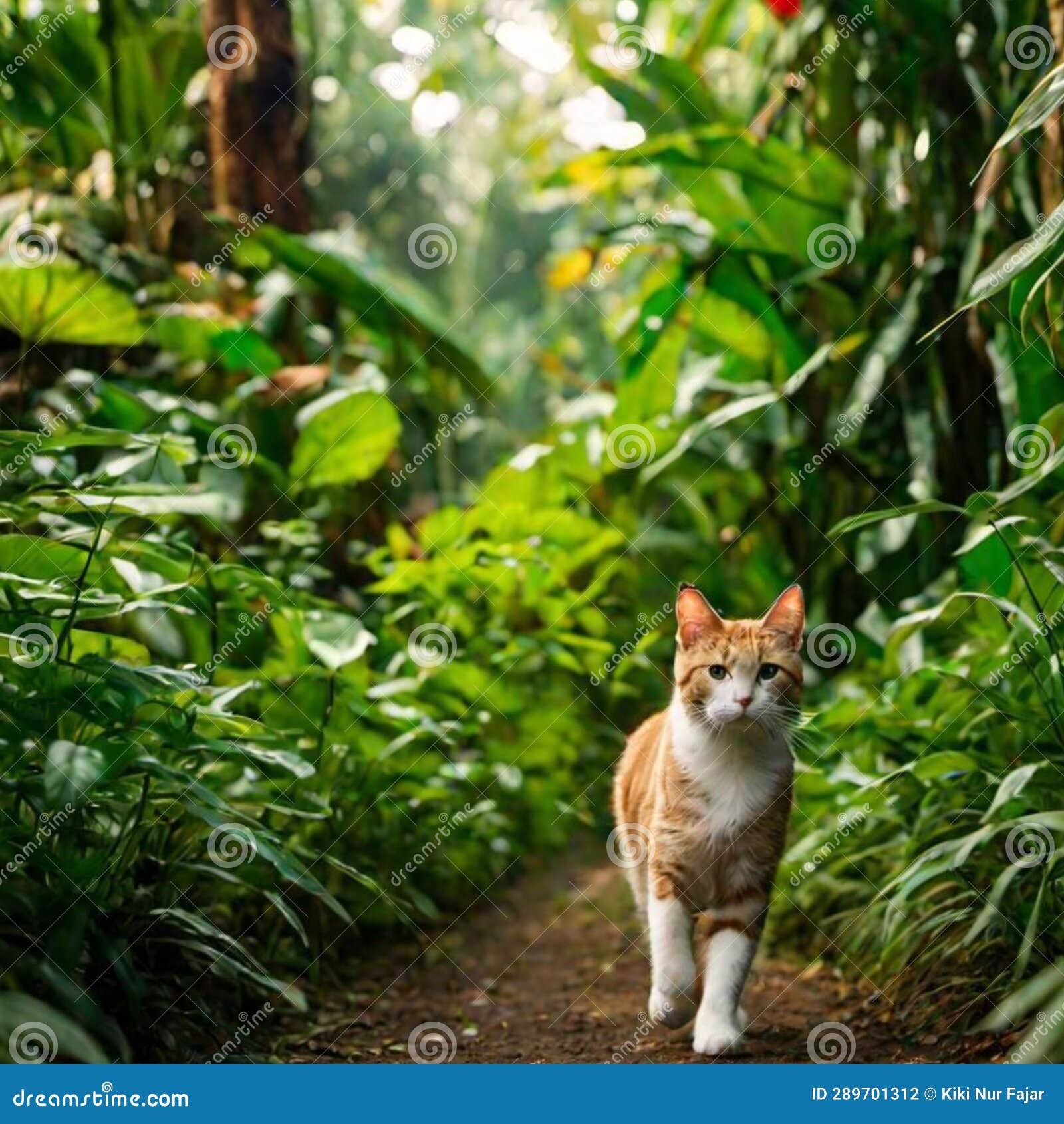 Cute cat walking stock illustration. Illustration of forest - 289701312