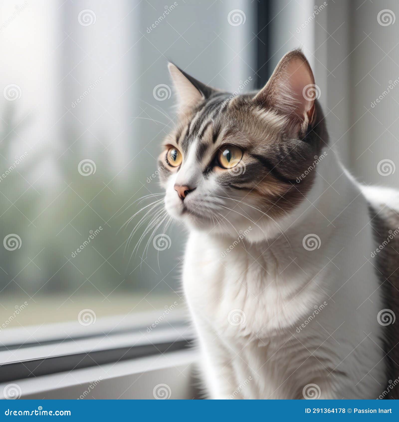 Cute Cat Watching Outside Activities Stock Illustration - Illustration ...