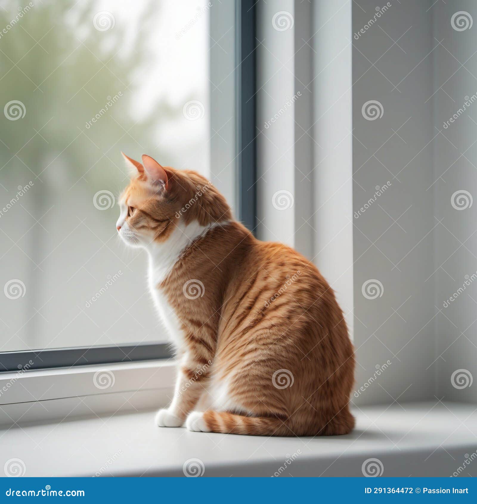 Cute Cat Watching Outside Activities Stock Illustration - Illustration ...