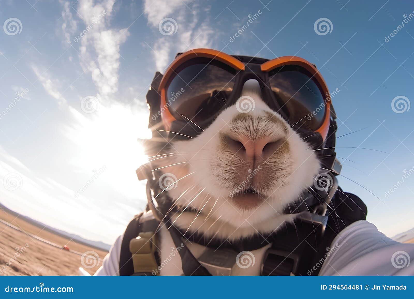 Cute Cat Wearing Aviator S Helmet and Goggles in the Desert Stock ...