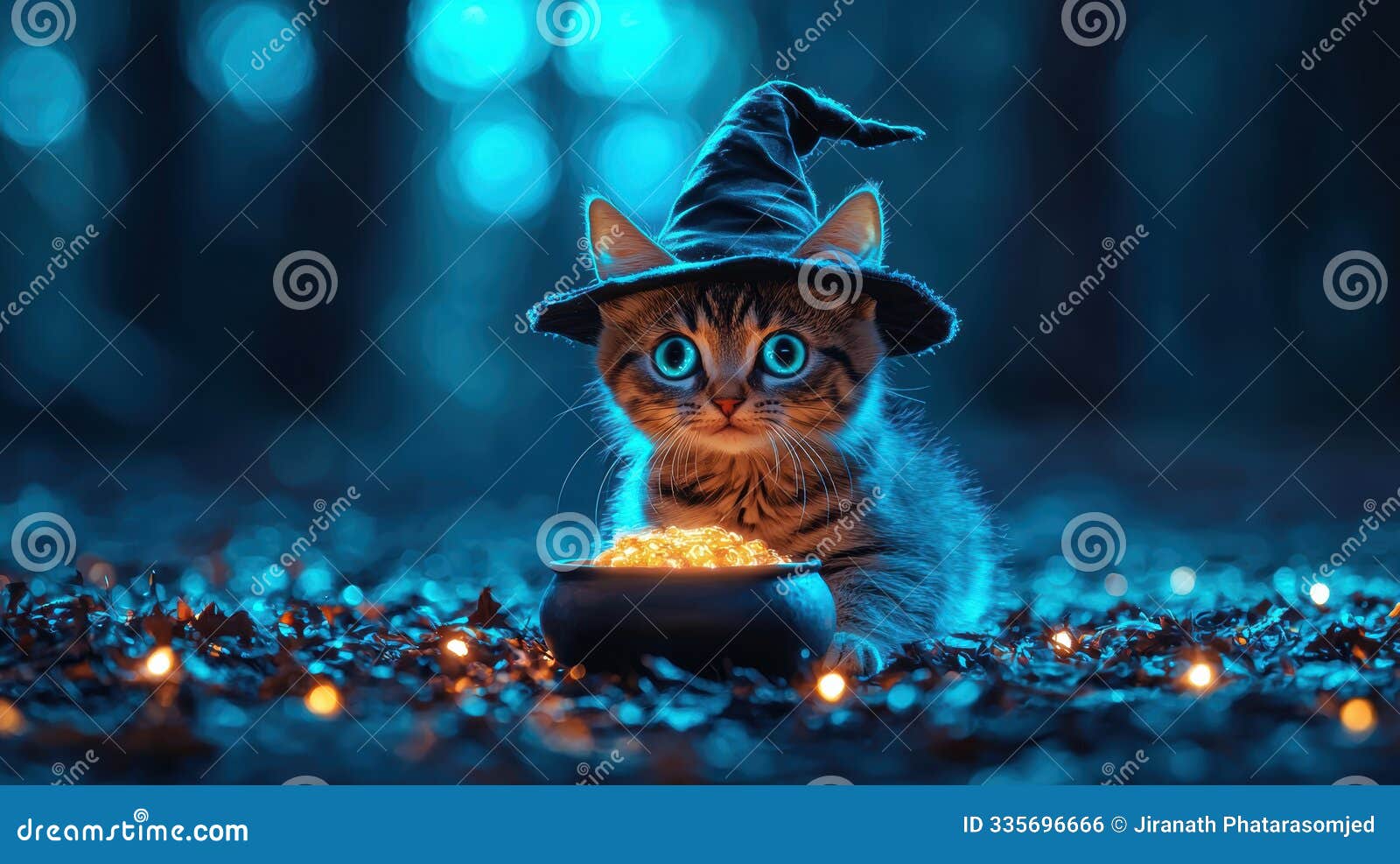 Cute Cat Wizard Halloween stock illustration. Illustration of cute ...