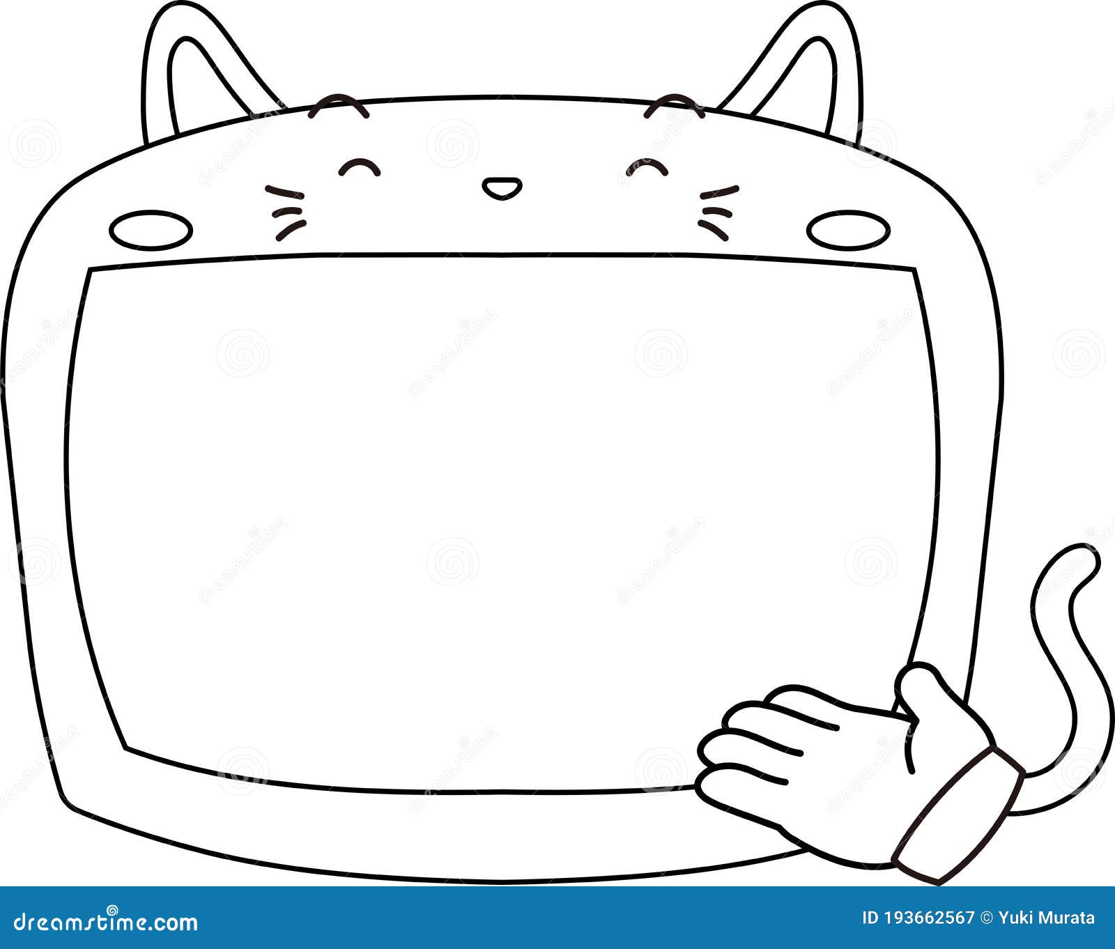 Cute Cat Whiteboard Outline Stock Vector - Illustration of cautionary ...