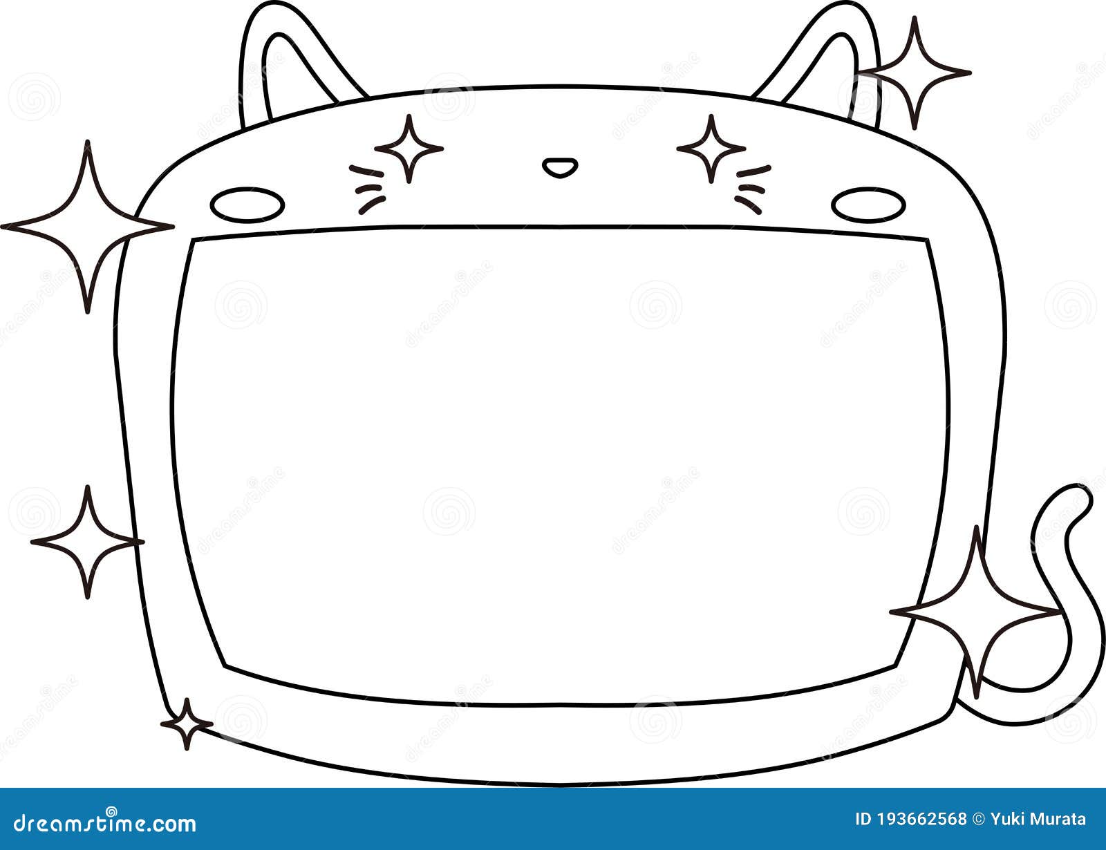 Cute Cat Whiteboard Outline Stock Vector - Illustration of message ...