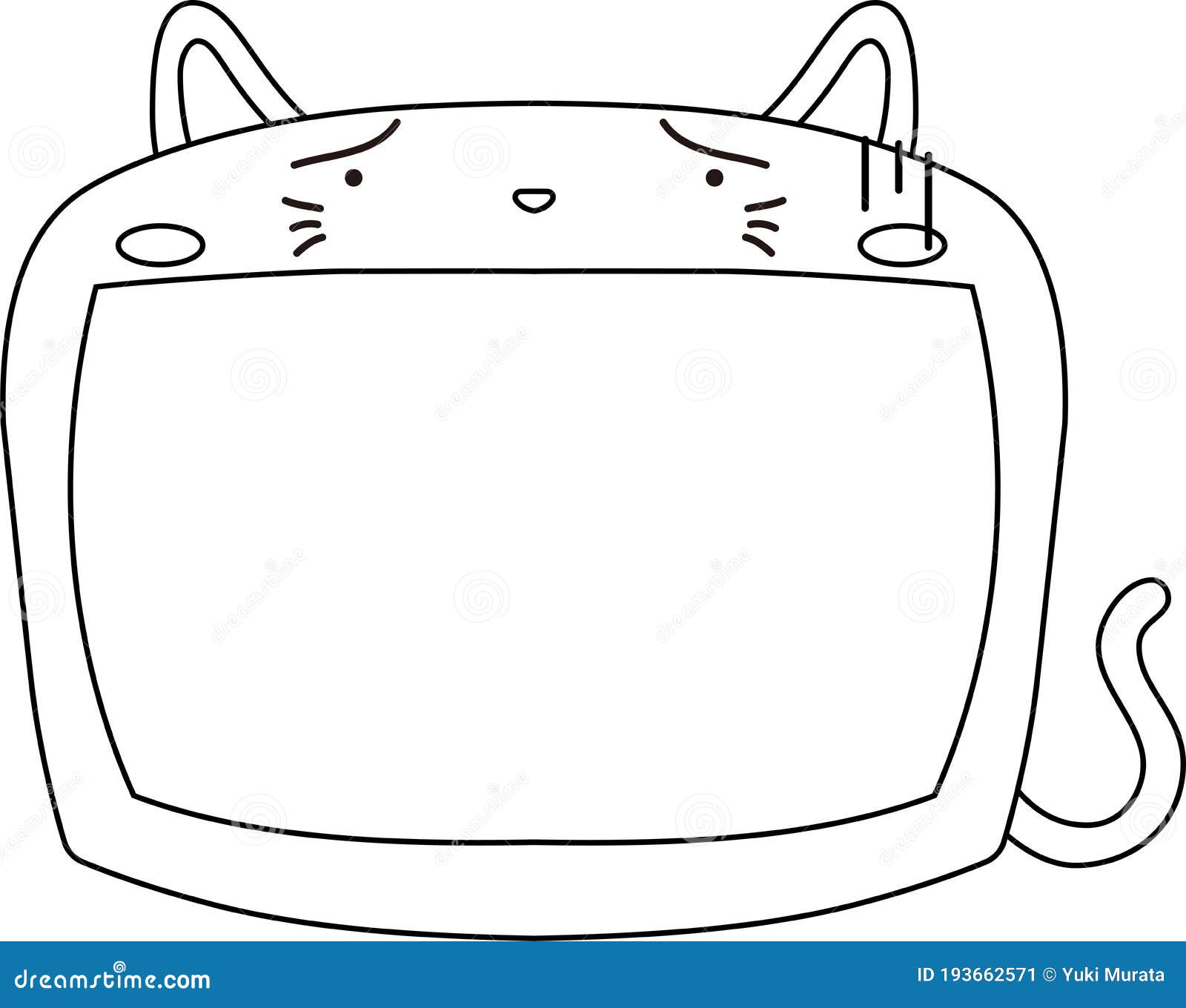 Cute Cat Whiteboard Outline Stock Vector - Illustration of signage ...