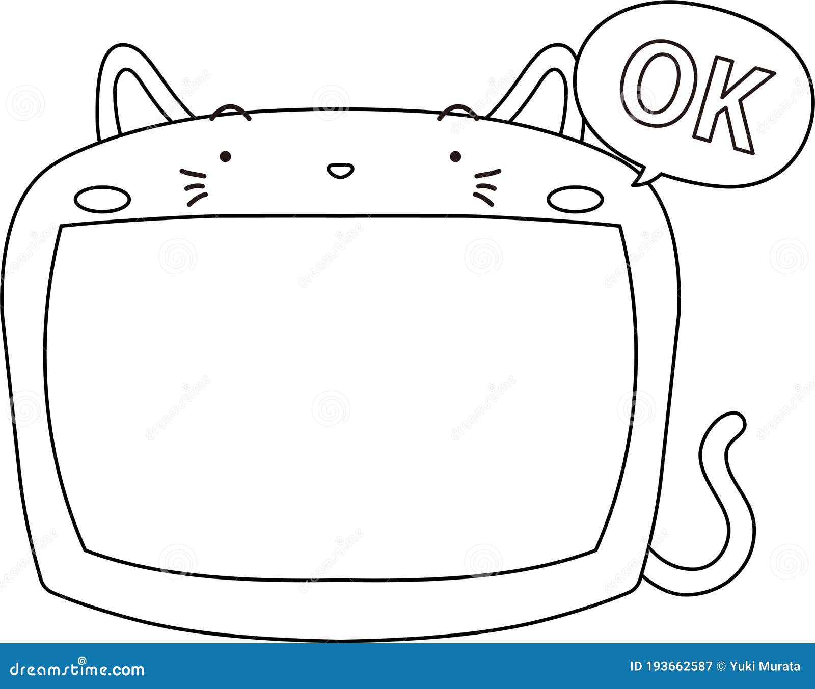 Cute Cat Whiteboard Outline Stock Vector - Illustration of text ...