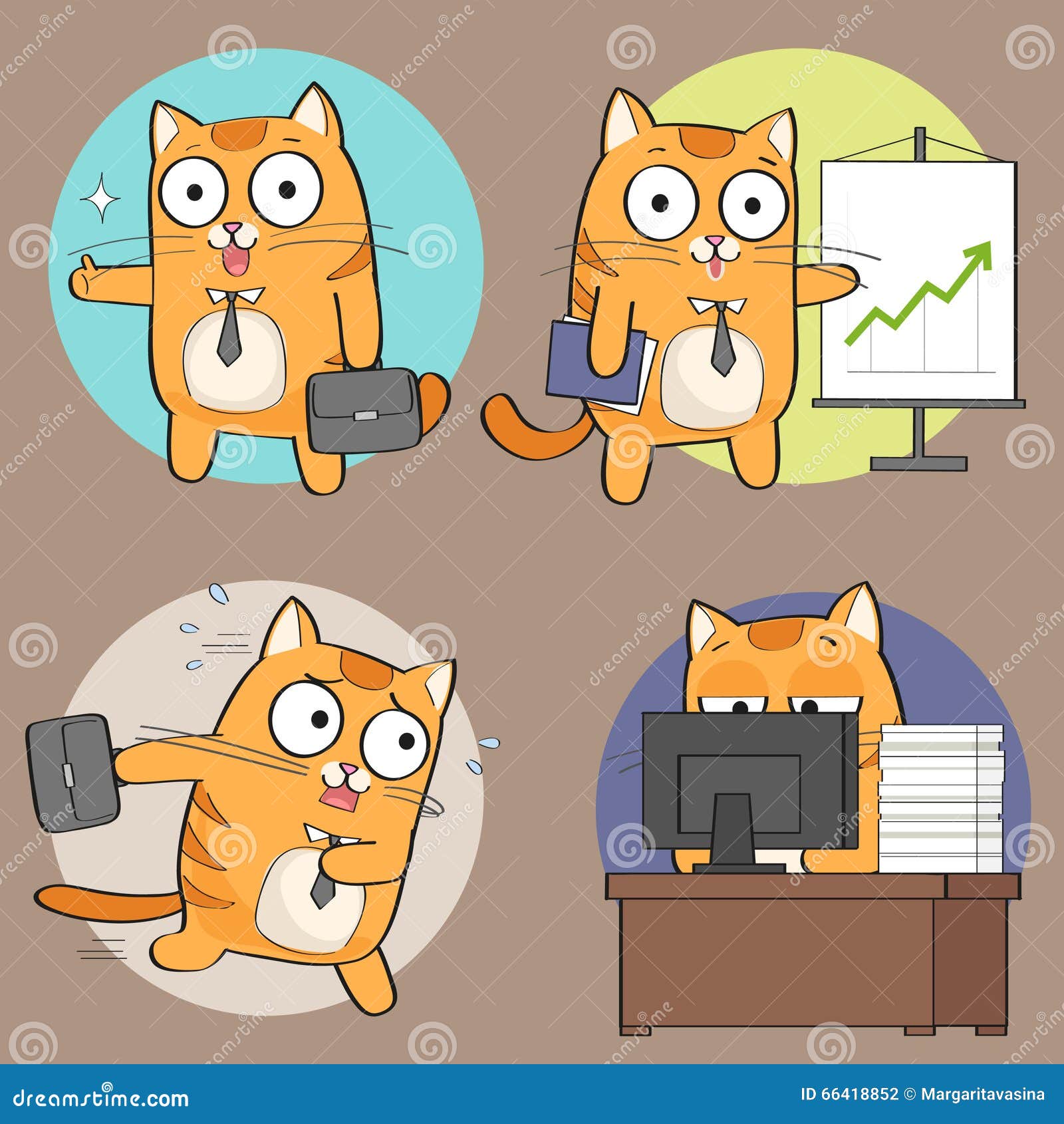 Cute cat at work stock vector. Illustration of case, hard - 66418852