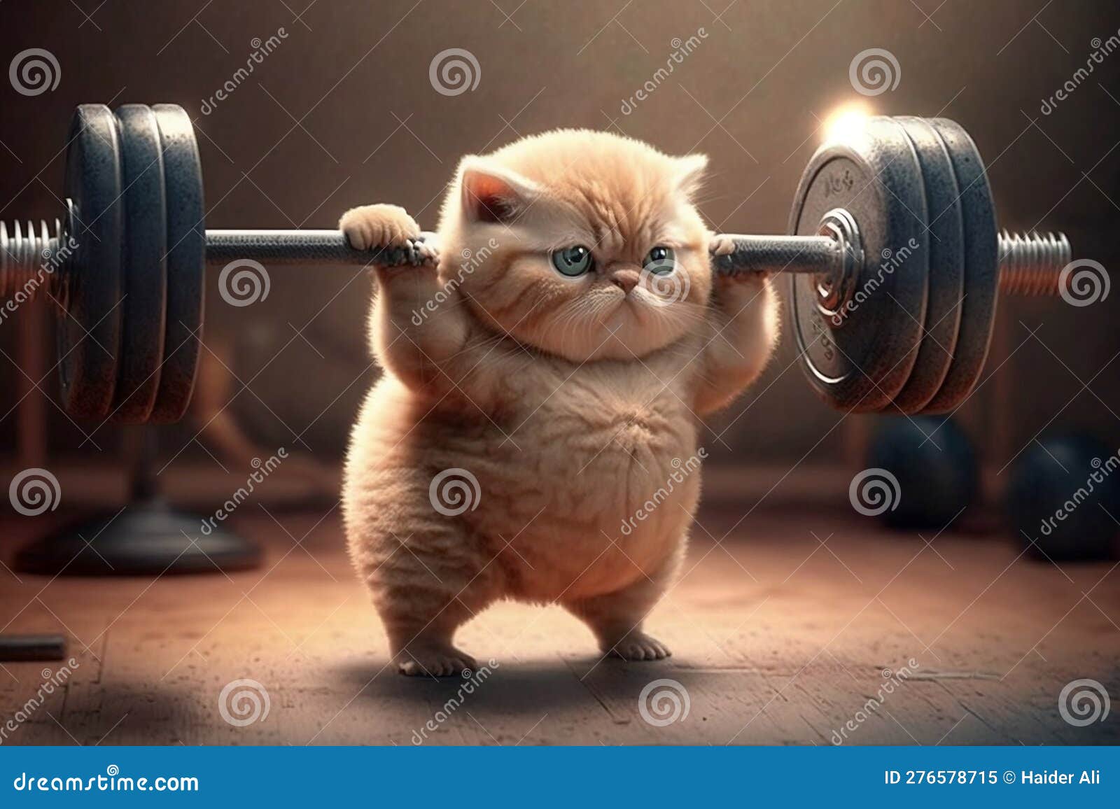 Cute Cat Working Out with Weights. Generative AI Stock Illustration ... Cute Cat Working Out with Weights. Generative AI Stock Illustration ...