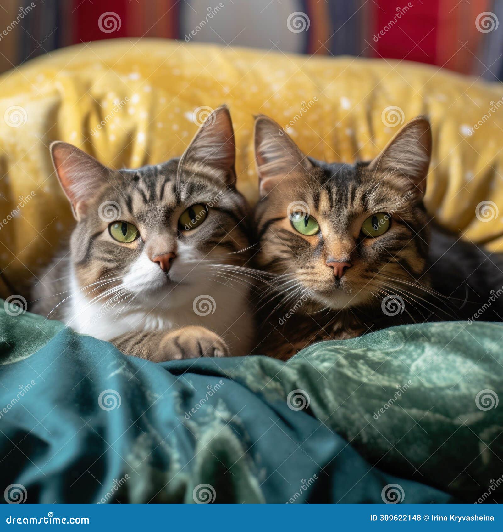Cute cats in bed stock photo. Image of portrait, pets - 309622148
