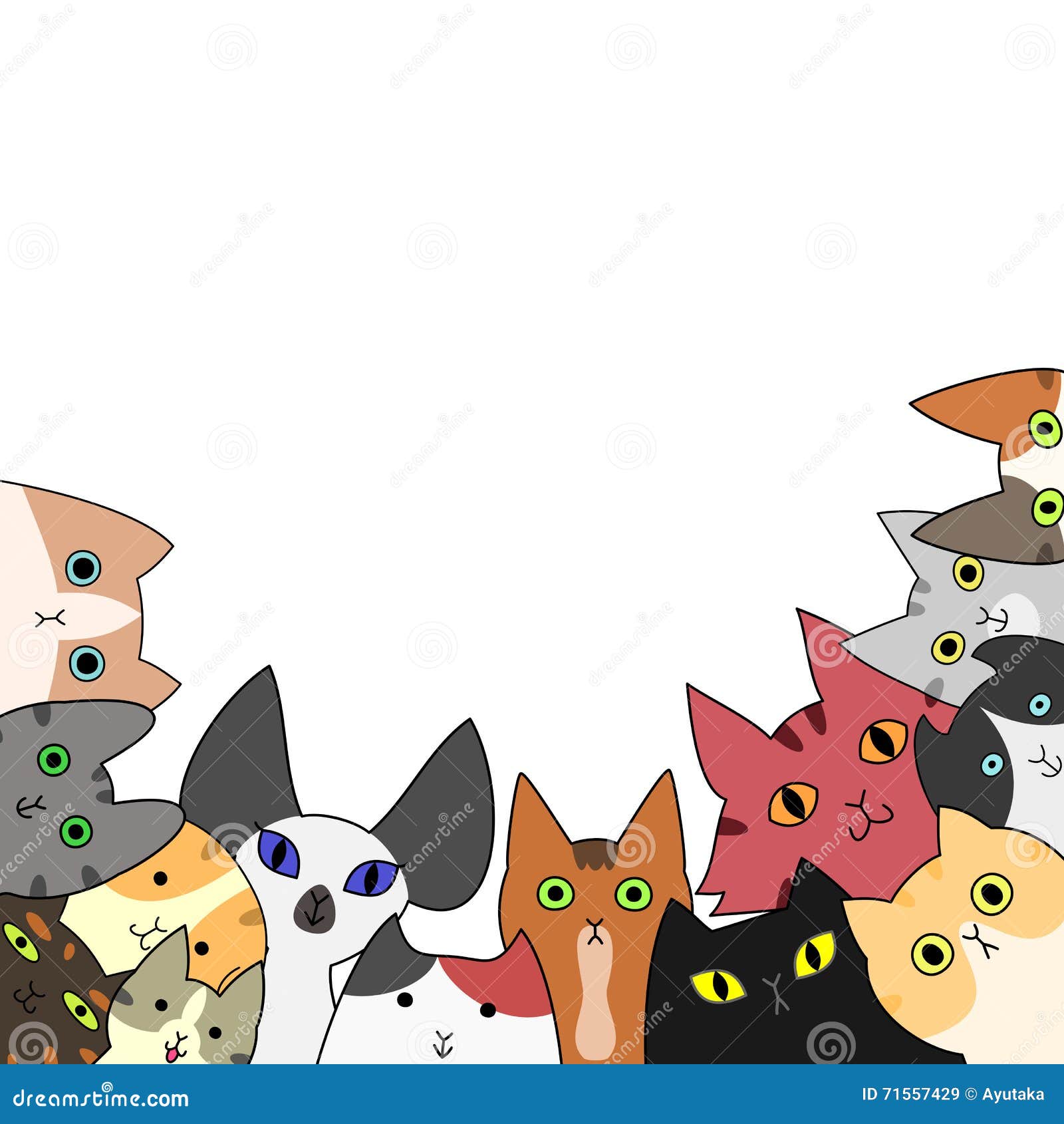 Cute cats card stock vector. Illustration of blank, face - 71557429