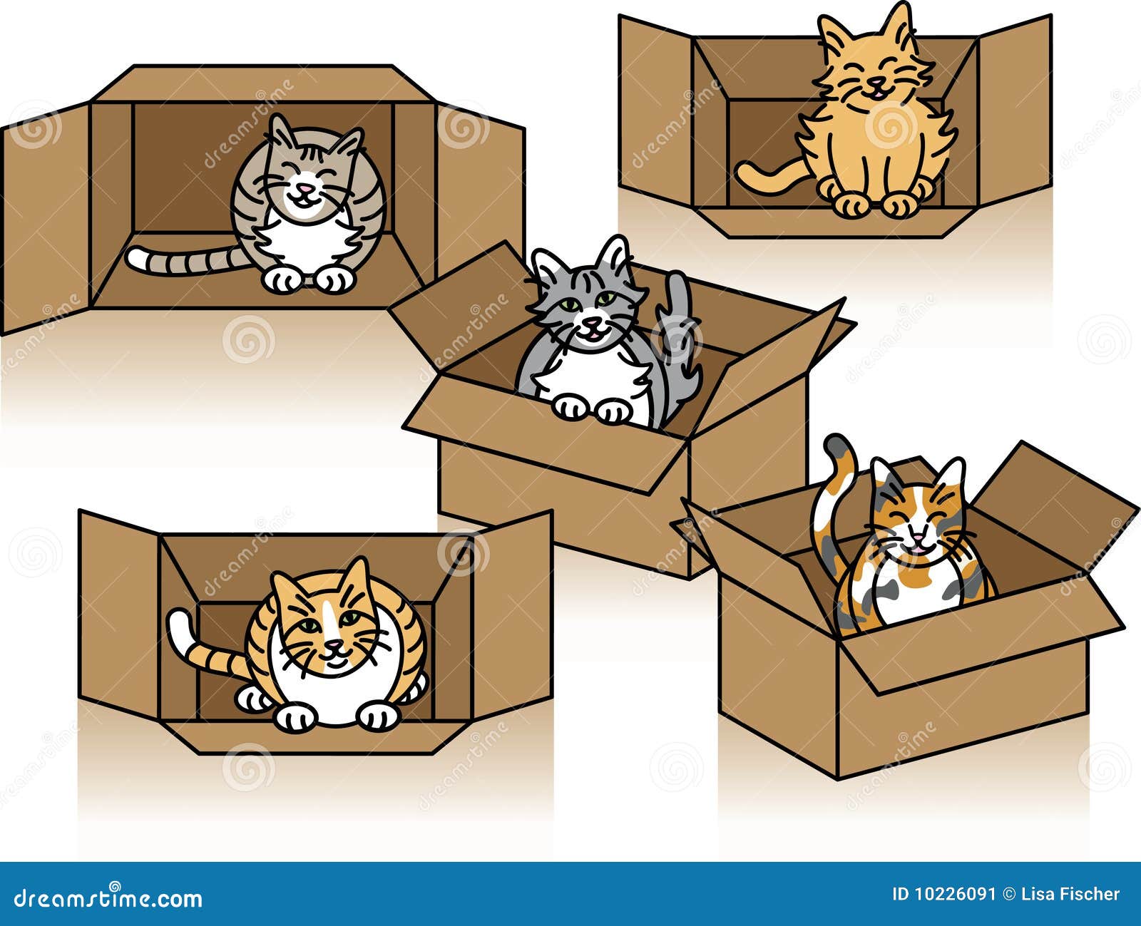 Cute Cats in Cartons stock vector. Illustration of kitty - 10226091