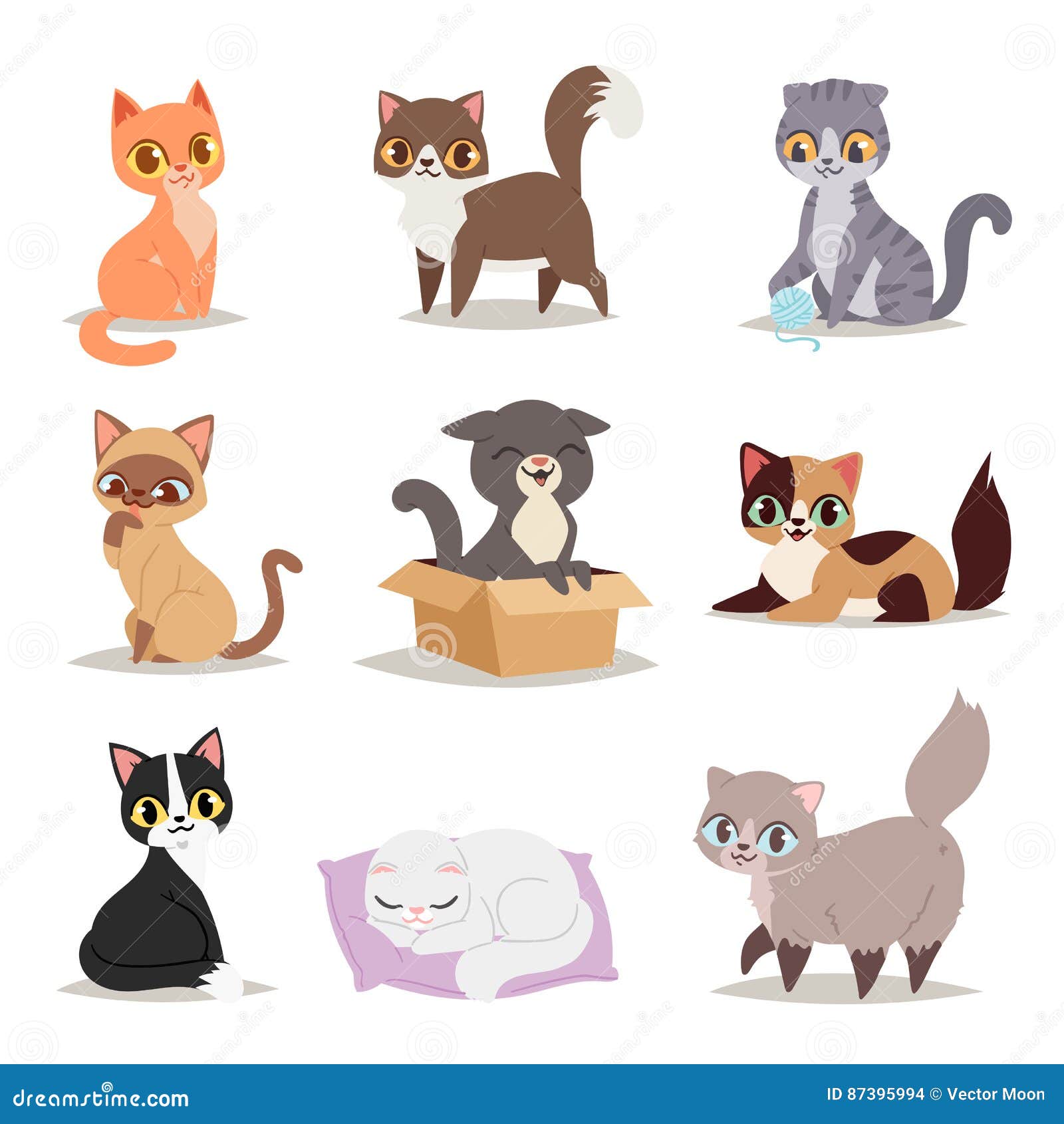 Cute Cats Character Different Pose Vector Stock Vector - Illustration ...