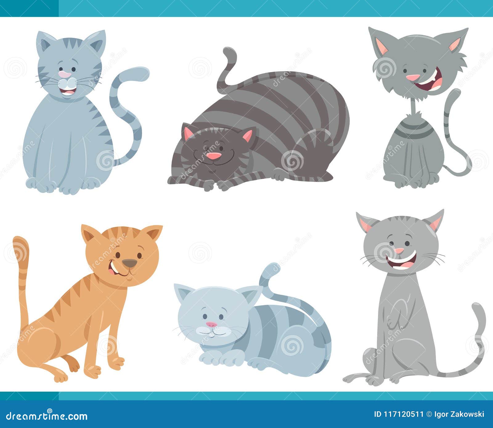Cute Cats and Kittens Characters Set Stock Vector - Illustration of ...